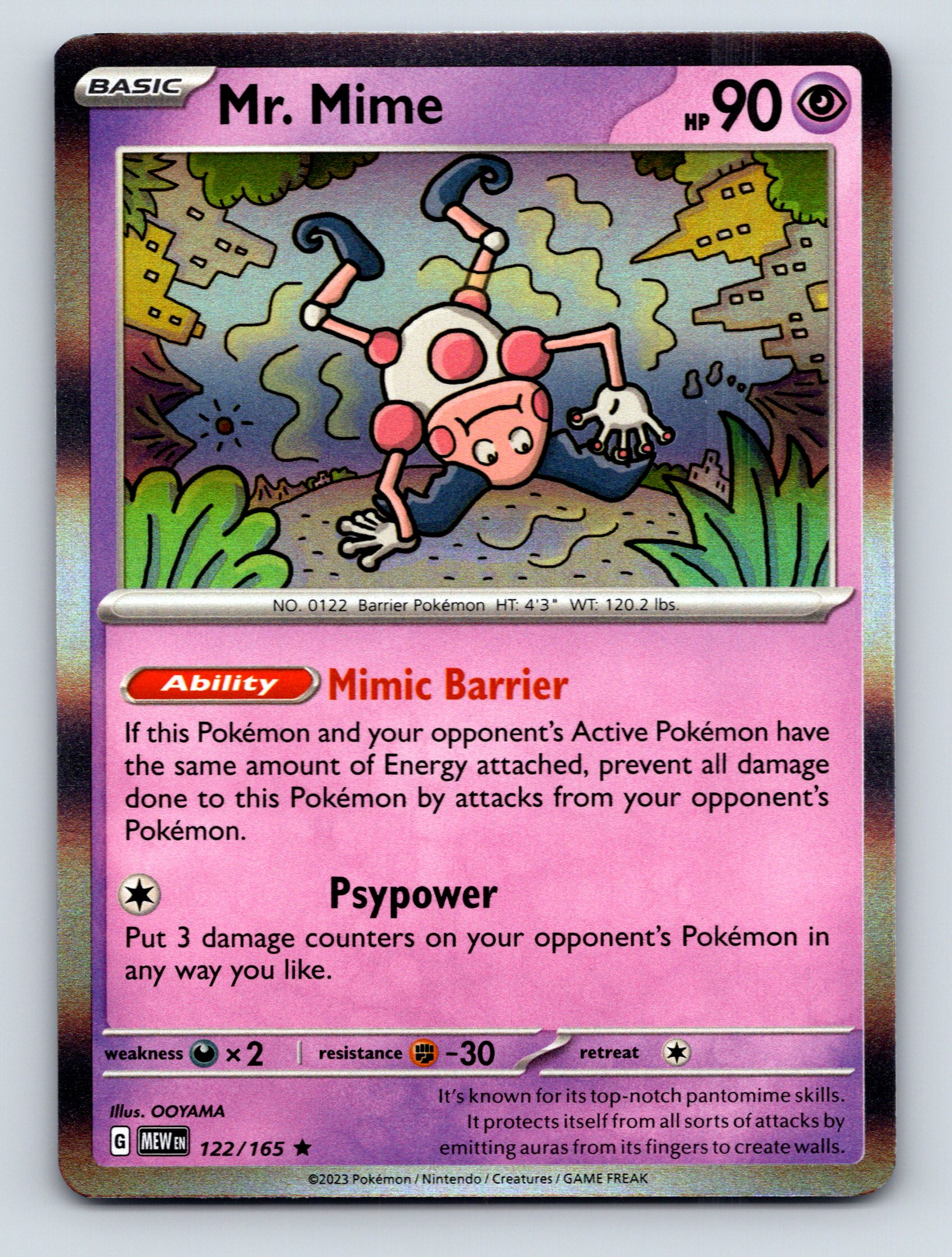 Basic Mr Mime HP 90 Mimic Barrier Ability Psypower Attack Pink Vibrant ...