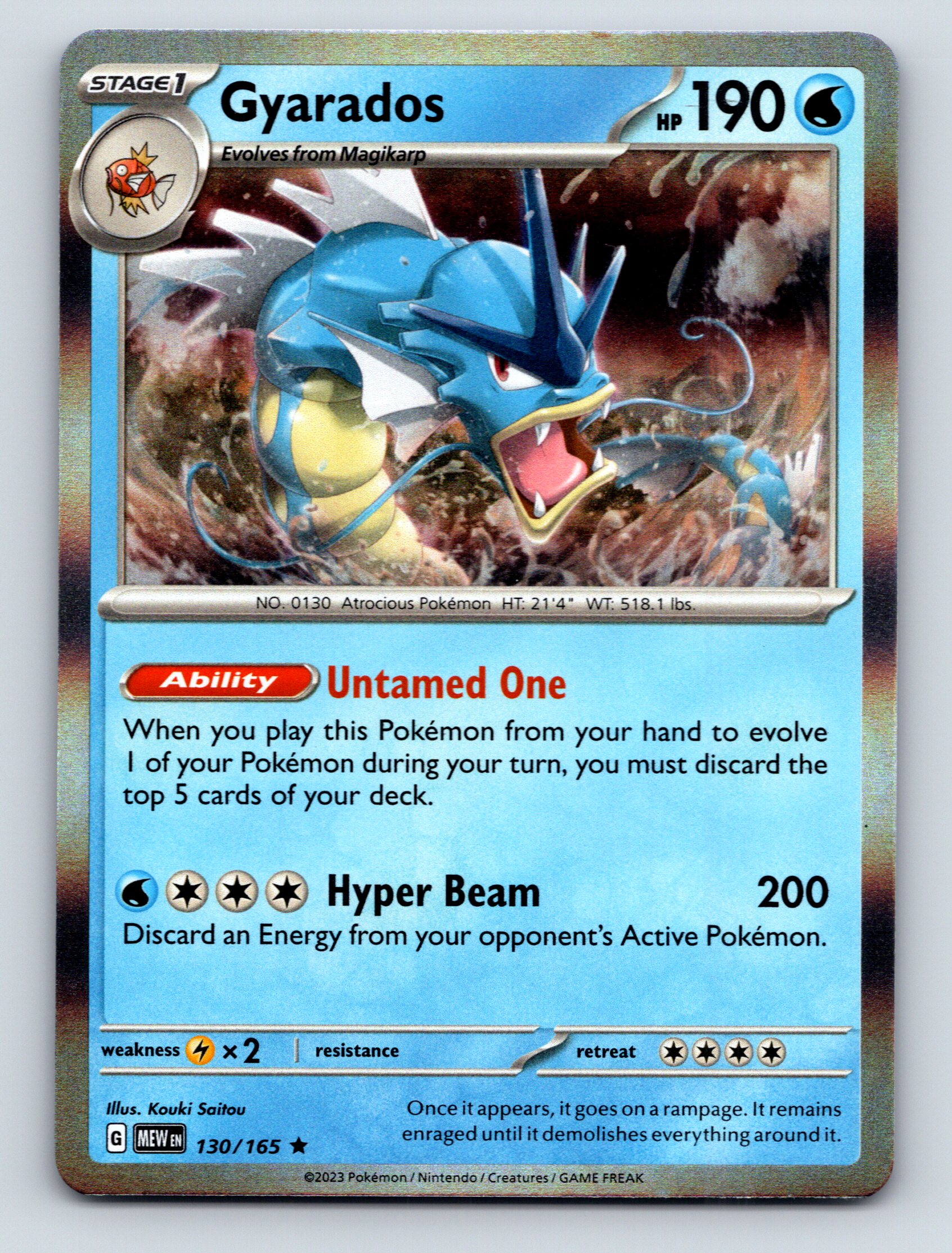 Stage 1 Gyarados HP 190 Untamed One Ability Hyper Beam Blue Pokémon | eBay