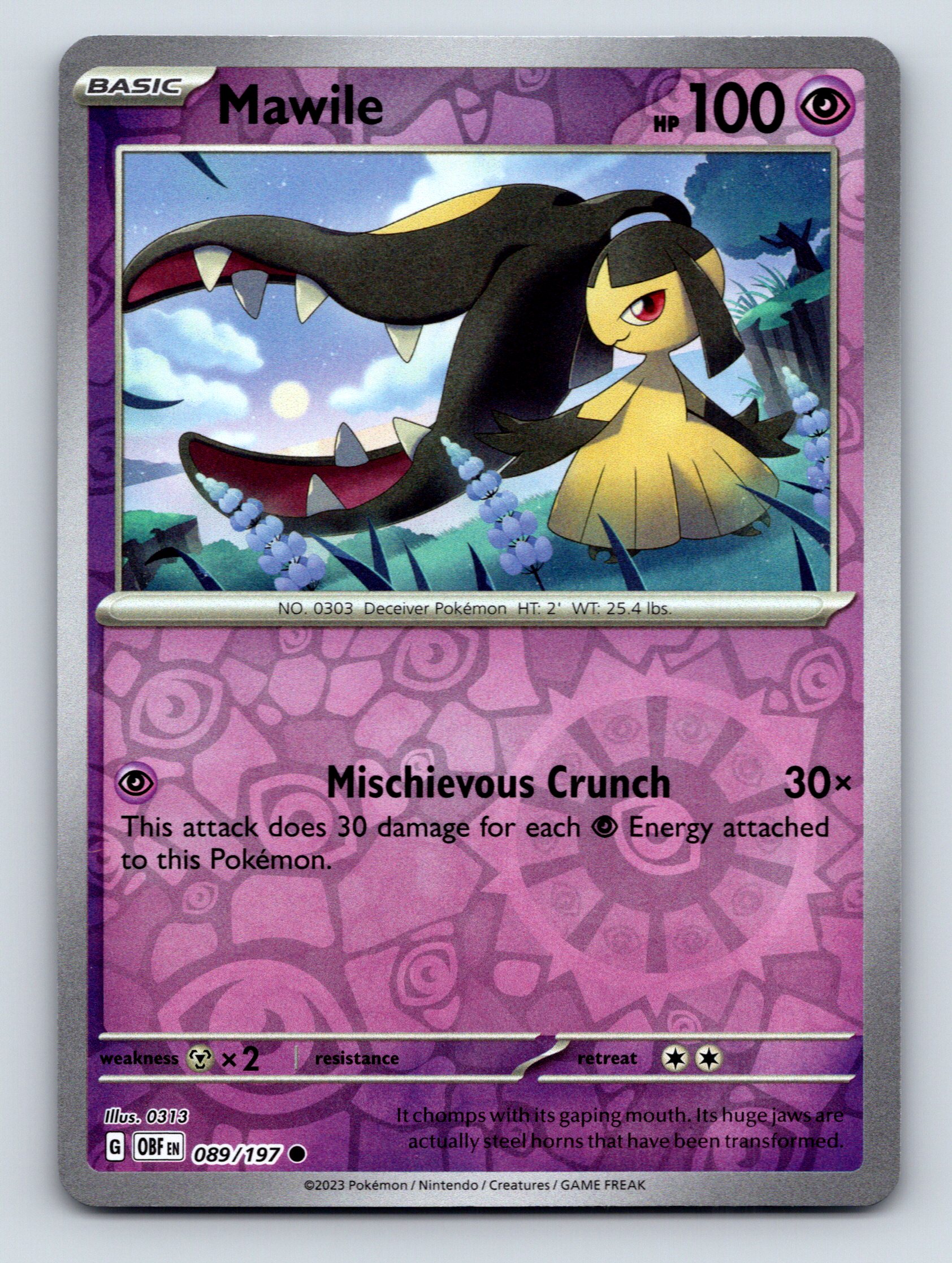 Basic Mawile HP 100 Mischievous Crunch Attack Rarity Purple Steel ...
