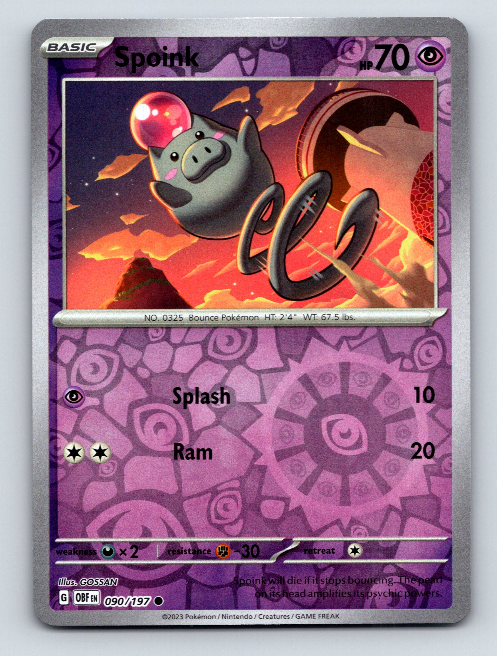 Basic Spoink HP 70 Splash Ram Attack Rarity Purple Vibrant Pokémon | eBay