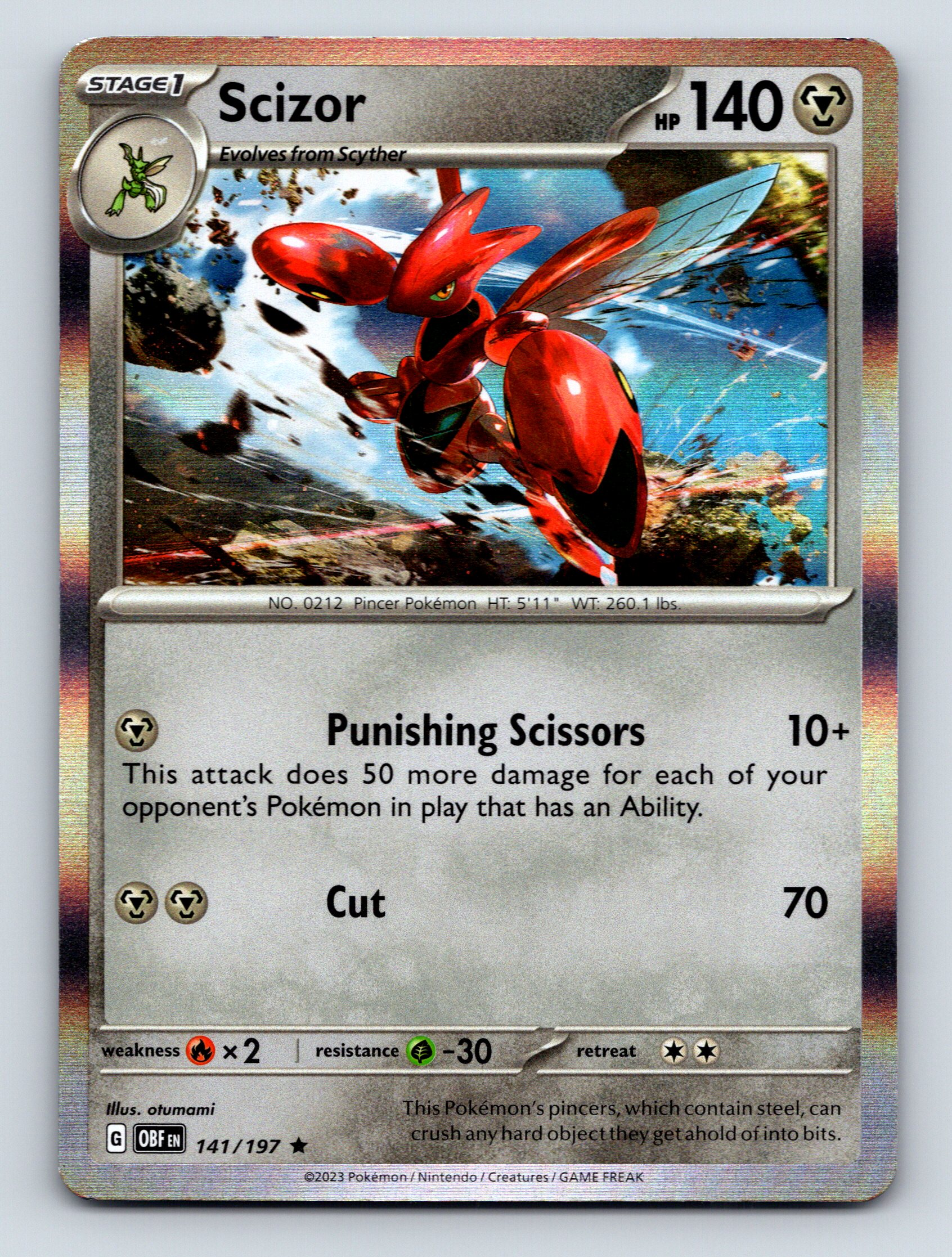 Stage 1 Scizor HP 140 Punishing Scissors Attack Silver Pokémon Card | eBay