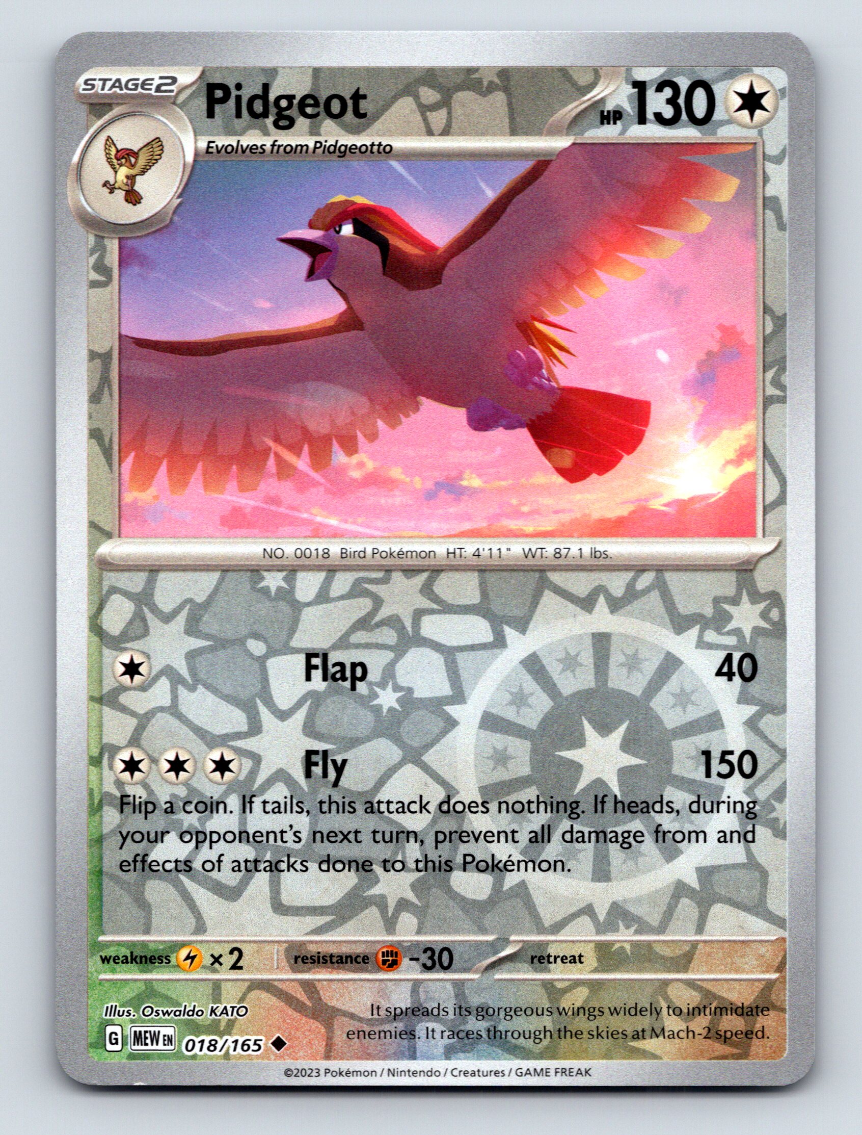 Stage 2 Pidgeot HP 130 Flap Fly Attack Rare Pink Bird Pokémon Card | eBay