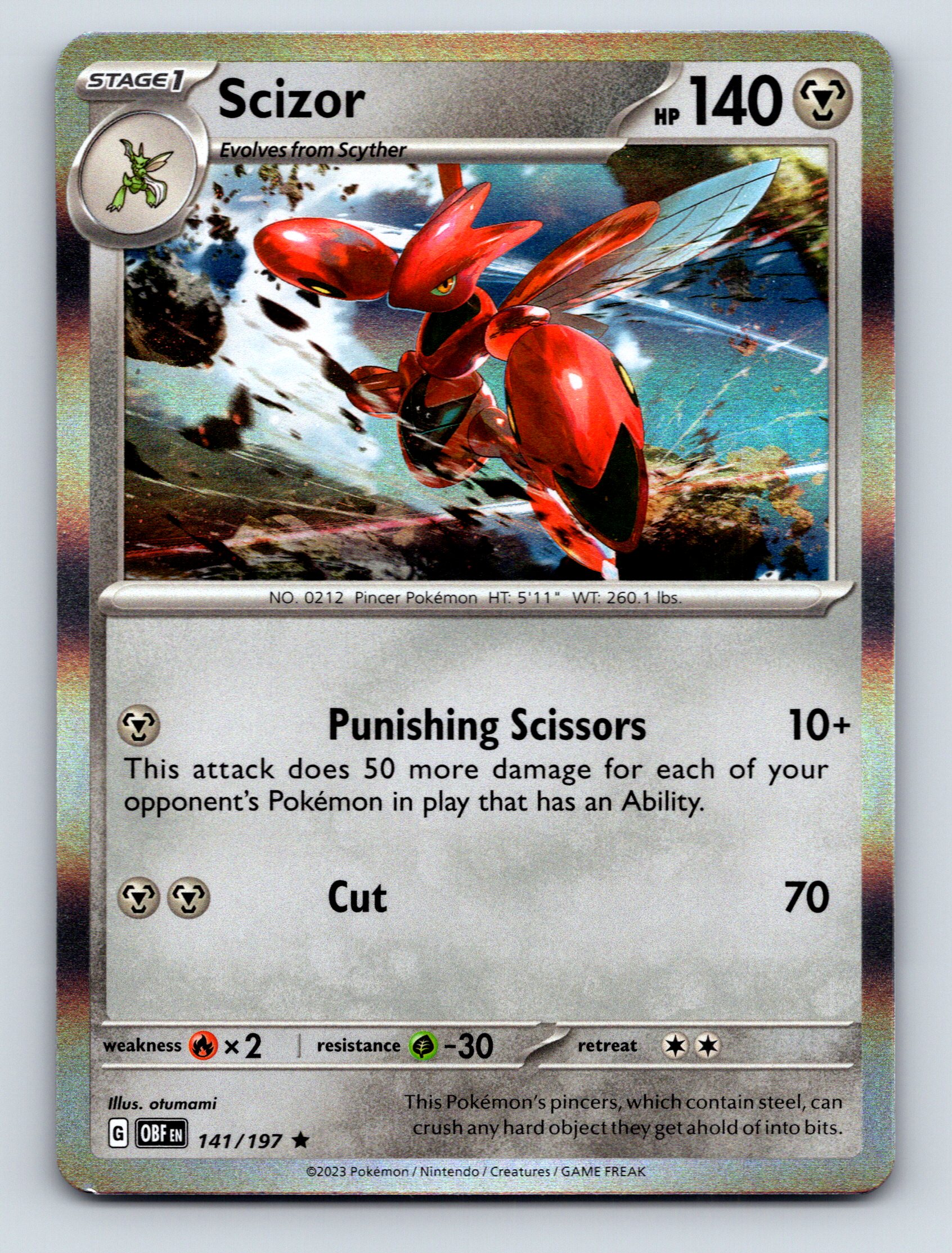 Stage 1 Scizor HP 140 Punishing Scissors Attack Metal Pokémon Card | eBay