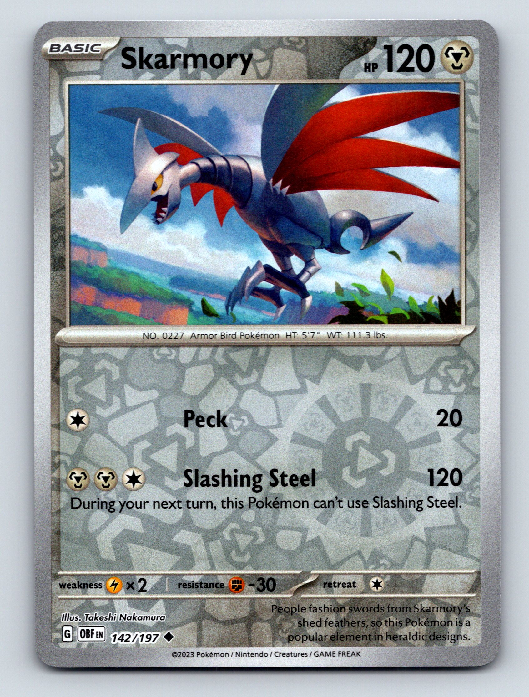 Basic Skarmory HP 120 Slashing Steel Attack Rarity Silver Color Pokémon ...