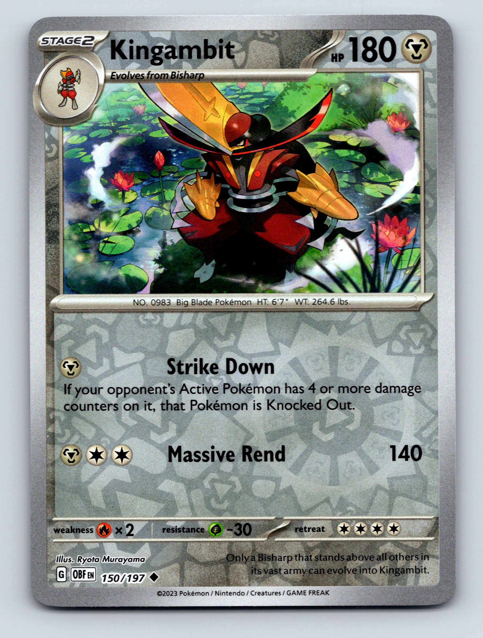 Stage 2 Kingambit HP 180 Strike Down Attack Rare Green Colorful Pokémon ...