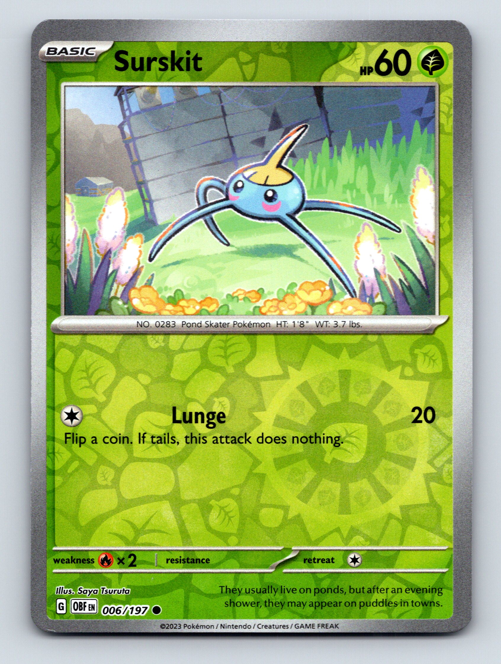 Basic Surskit HP 60 Lunge Attack Grass Green Colorful Pokémon Card | eBay