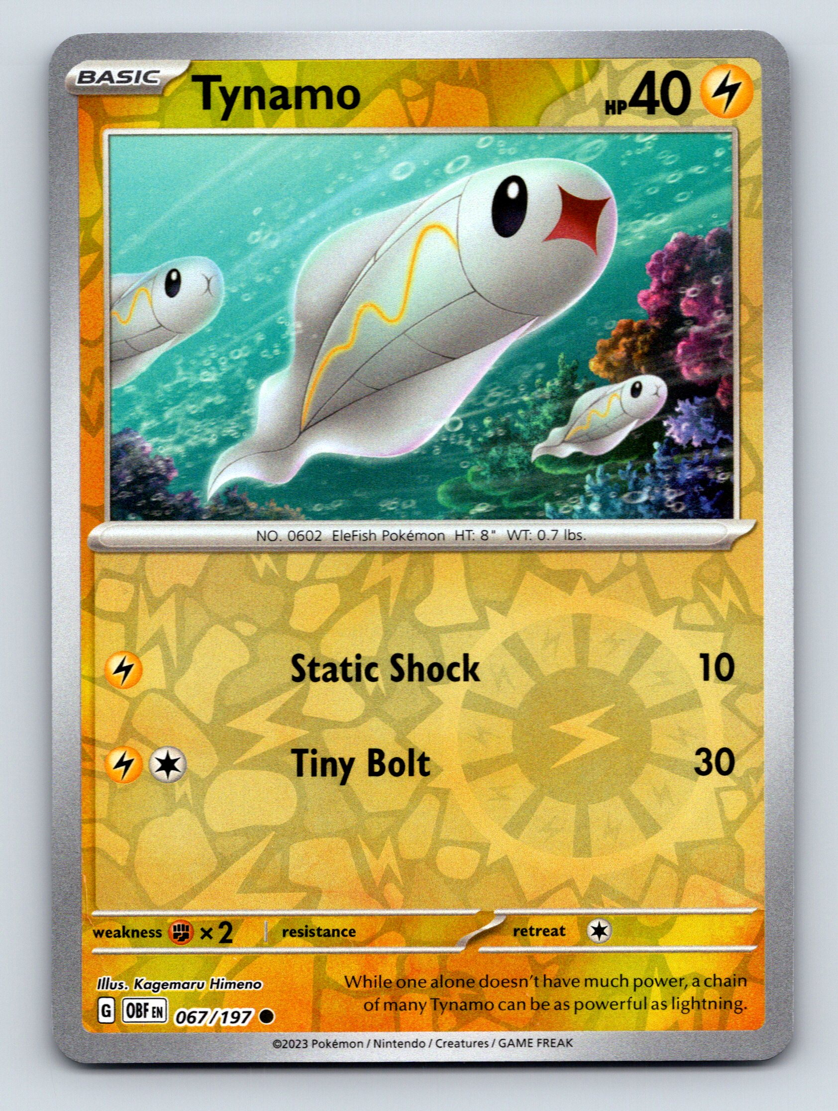 Basic Tynamo HP 40 Static Shock Attack Pokémon Card Yellow Design | eBay