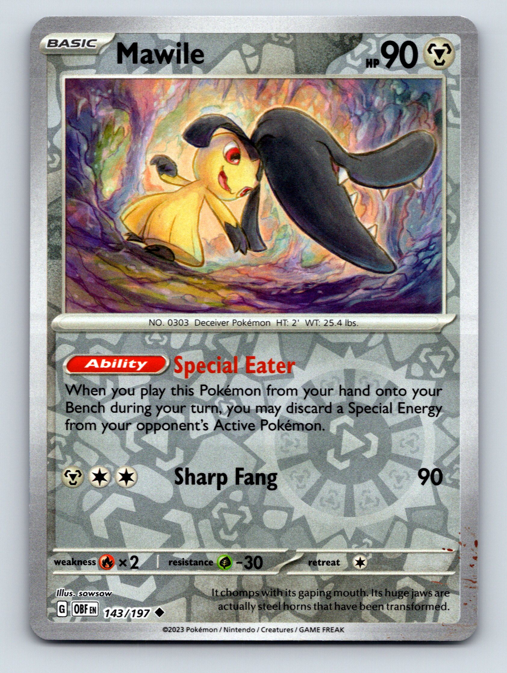 Basic Mawile HP 90 Special Eater Ability Sharp Fang Attack Gray Pokémon ...