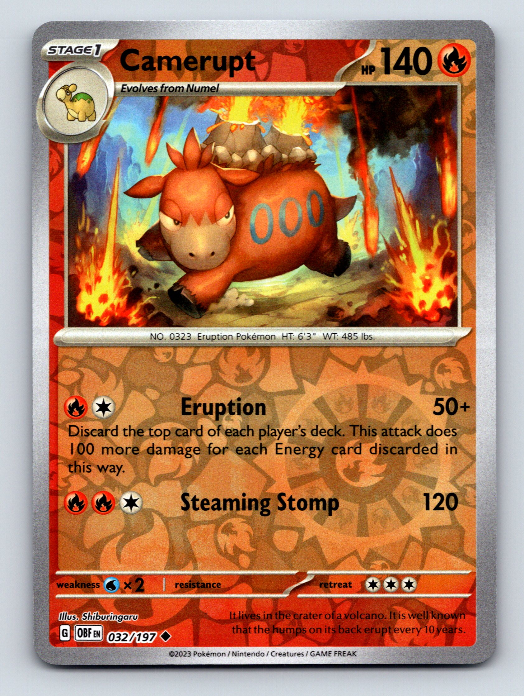 Stage 1 Camerupt HP 140 Eruption Steaming Stomp Rarity Red Eruption ...