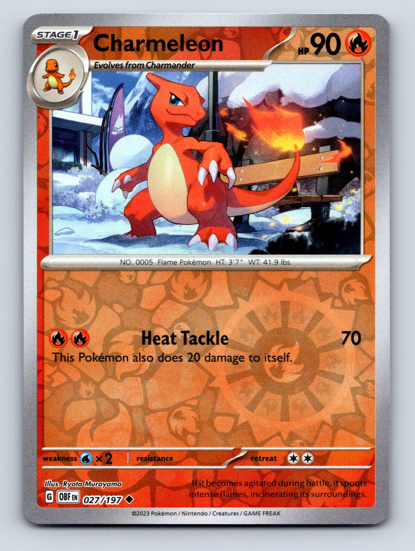 Stage 1 Charmeleon HP 90 Heat Tackle Rarity Flame Orange Pokémon | eBay