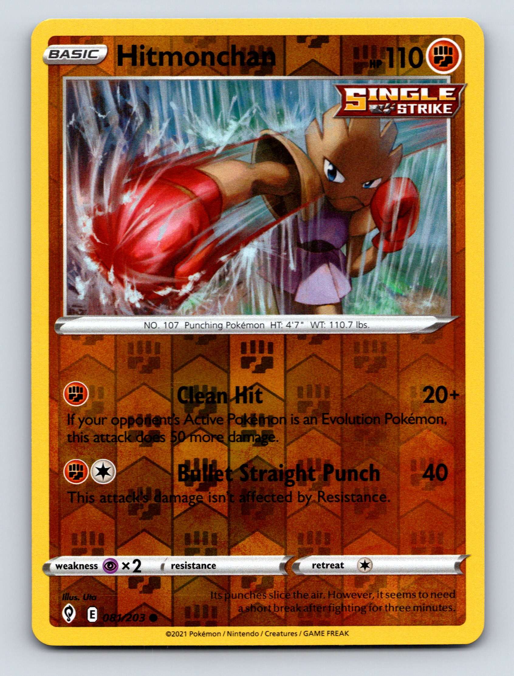 Basic Hitmonchan HP 110 Single Strike Attack Rarity Red Pokémon Card | eBay