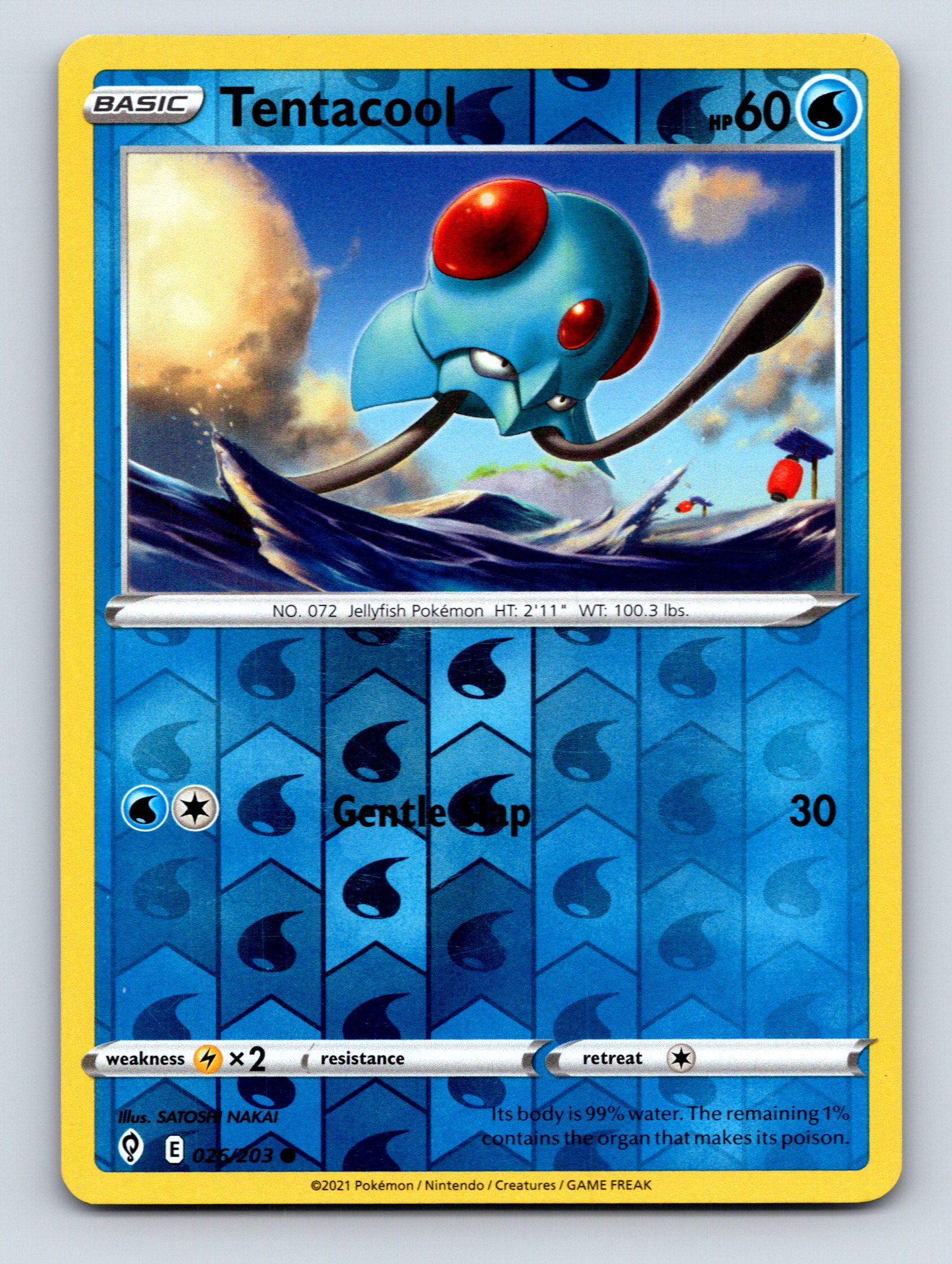 Basic Tentacool HP 60 Gentle Slap Attack Pokémon Card Blue Artwork | eBay