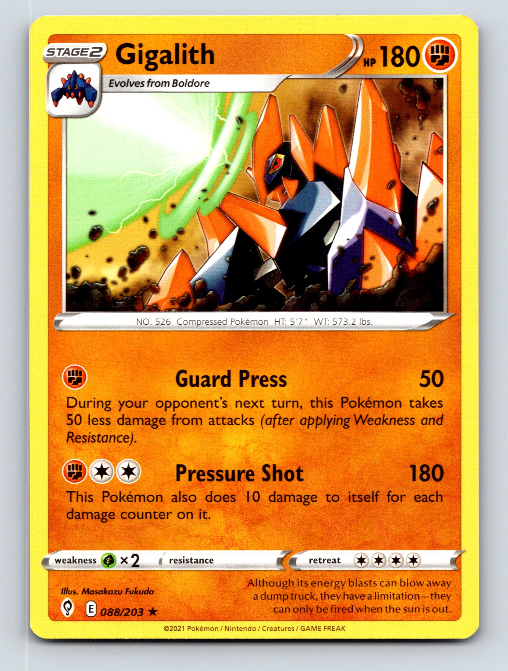 Stage 2 Gigalith HP 180 Guard Press Attack Orange Powerful Pokémon | eBay