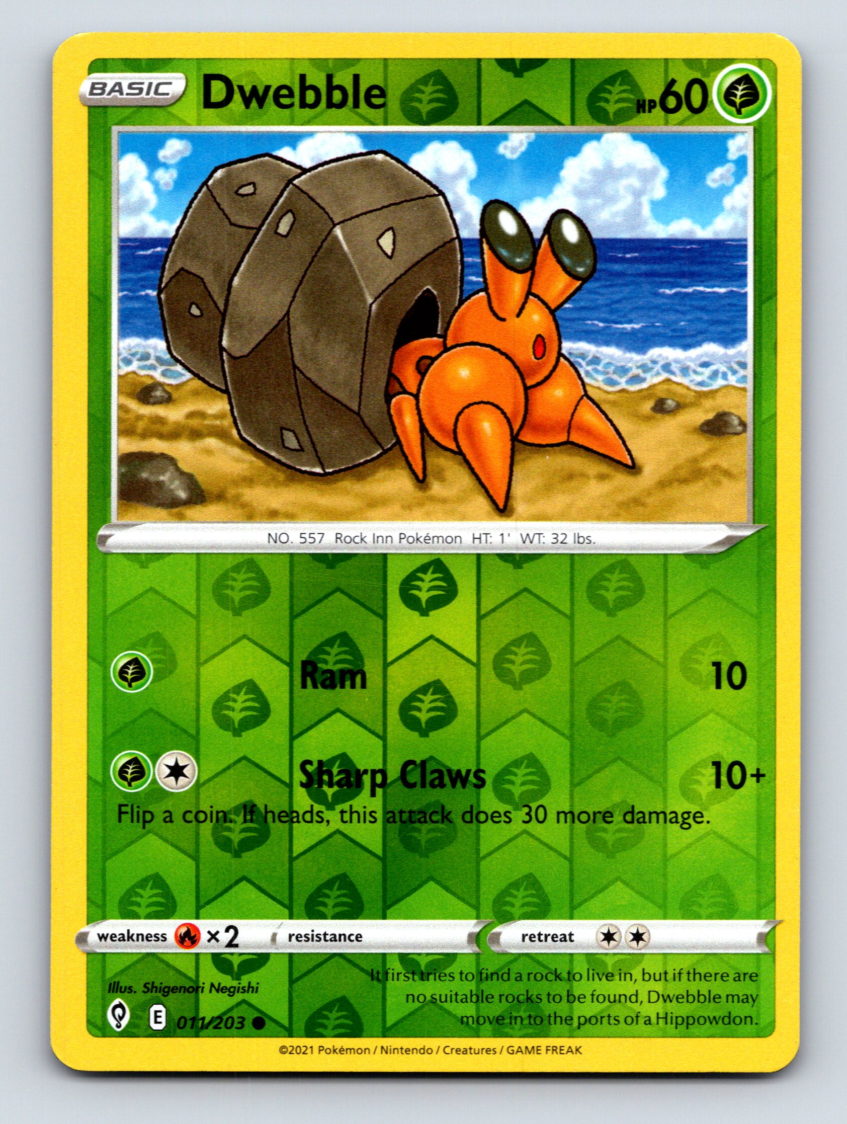 Basic Dwebble HP 60 Sharp Claws Attack Rarity Green Pokémon Card | eBay