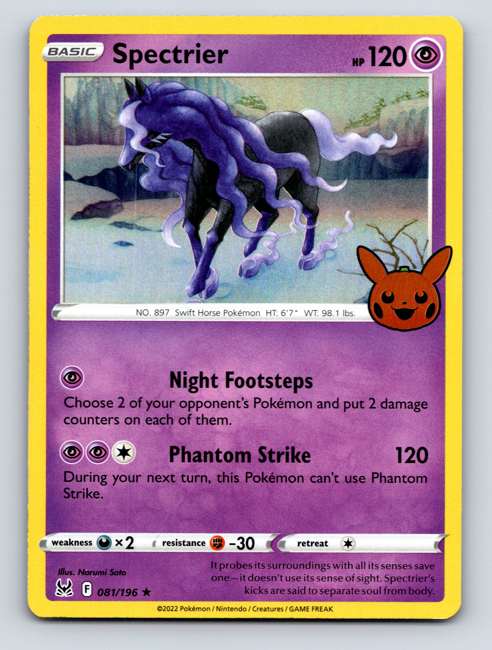 Basic Spectrier HP 120 Phantom Strike Attack Rarity Purple Pokémon | eBay