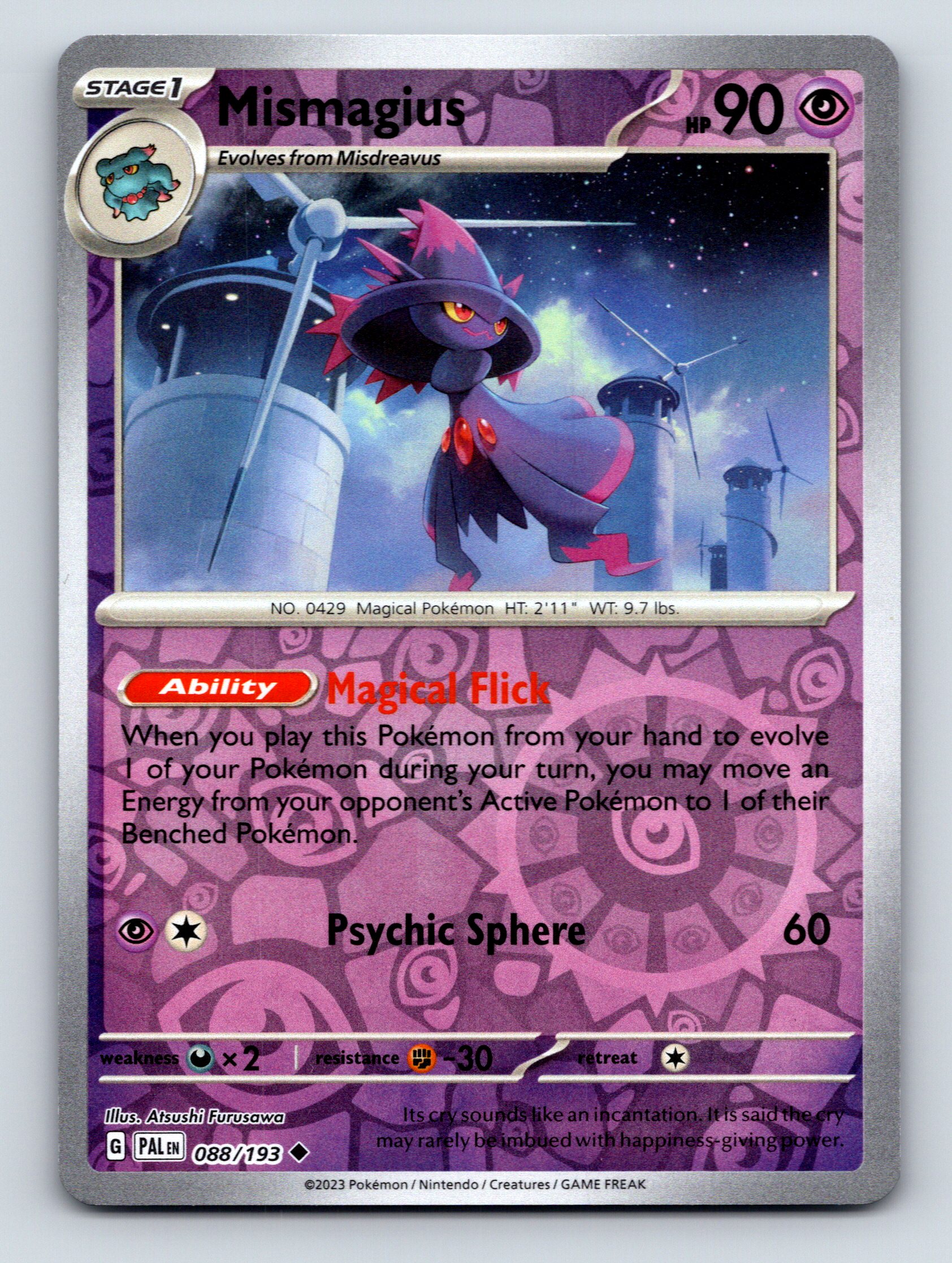 Stage 1 Mismagius HP 90 Magical Flick Psychic Sphere Rarity Purple ...