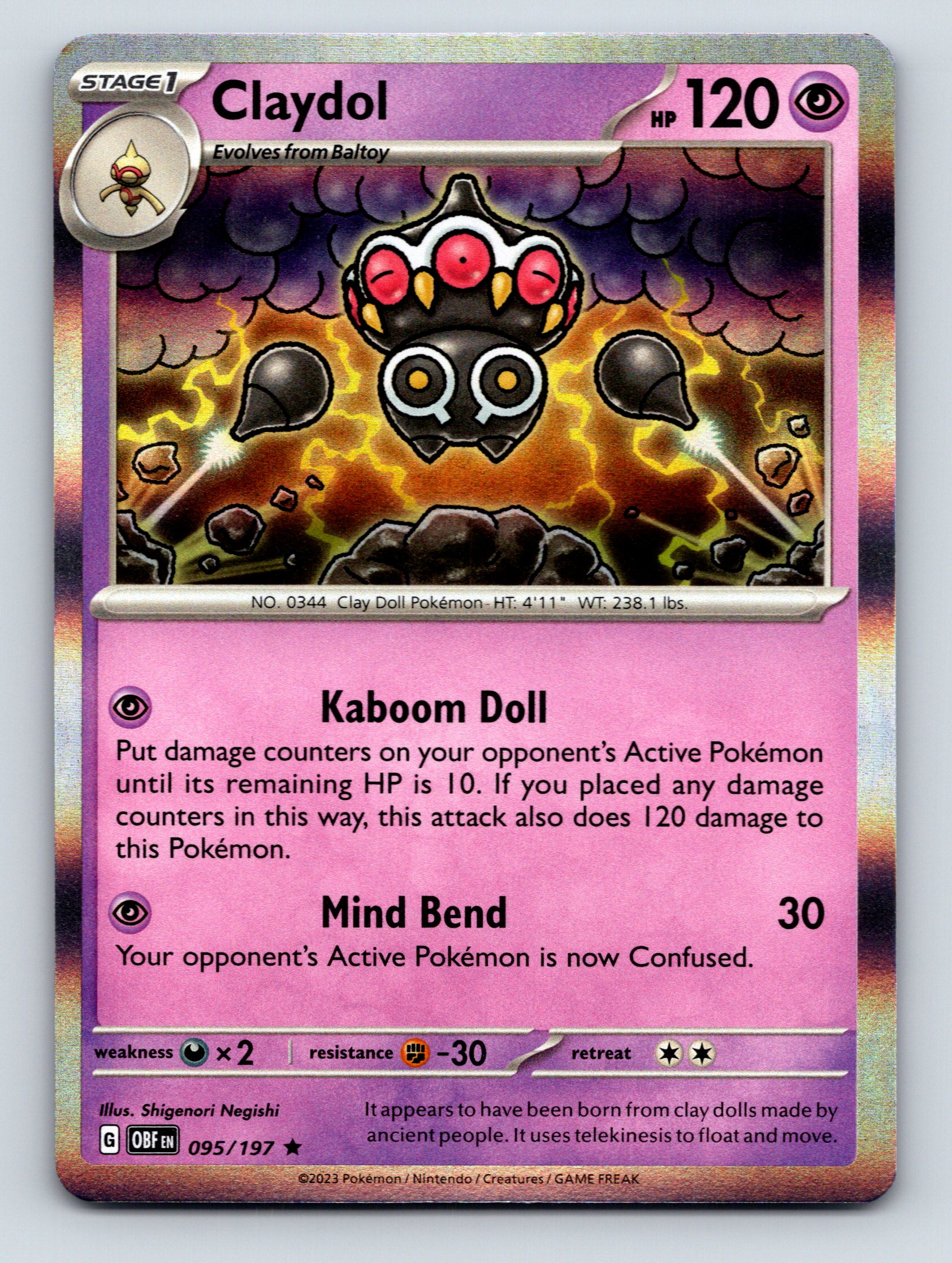 Stage 1 Claydol HP 120 Kaboom Doll Attack Rarity Purple Colorful ...