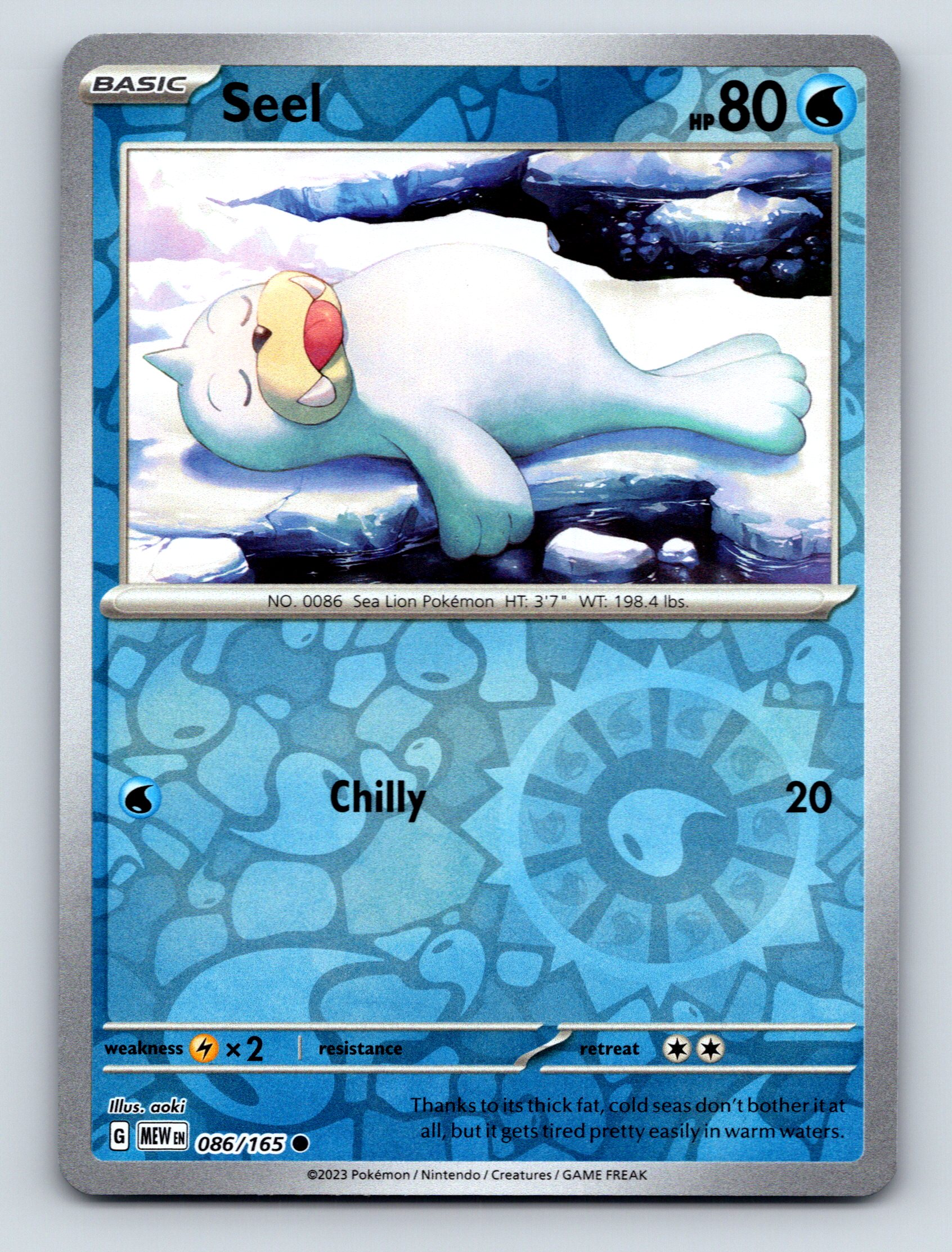 Basic Seel HP 80 Chilly Attack Blue Sea Lion Pokémon Card | eBay