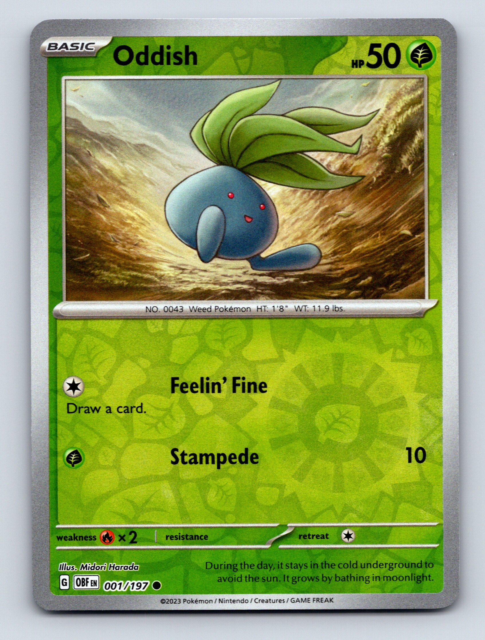 Basic Oddish HP 50 Feelin Fine Stampede Green Vibrant Pokémon Card | eBay