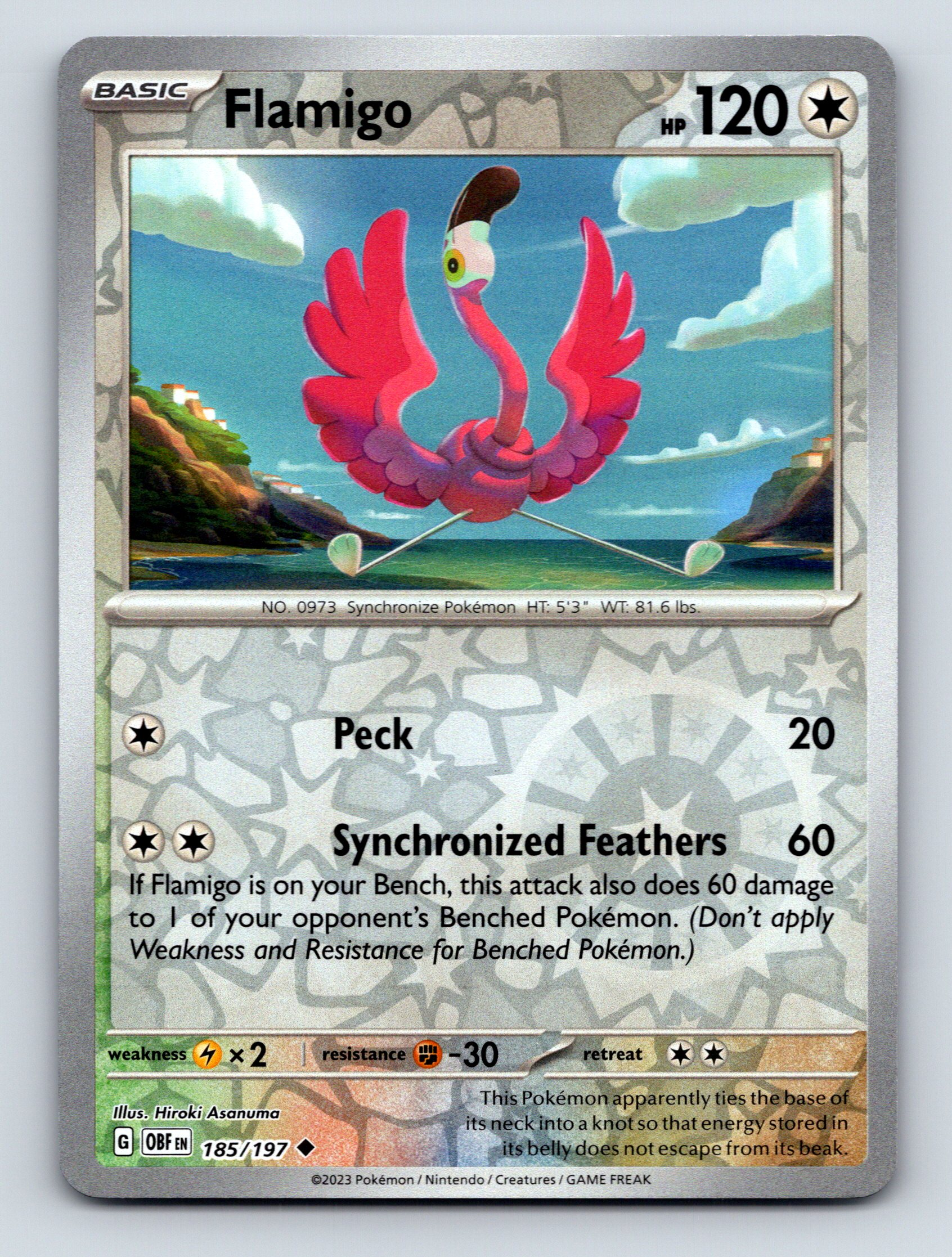 Basic Flamigo HP 120 Synchronized Feathers Attack Rare Gray Pokémon ...