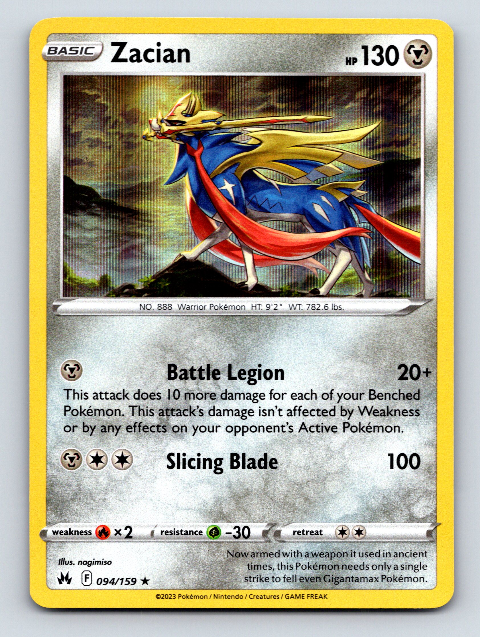Basic Zacian HP 130 Battle Legion Attack Rarity Colorless Pokémon Card ...