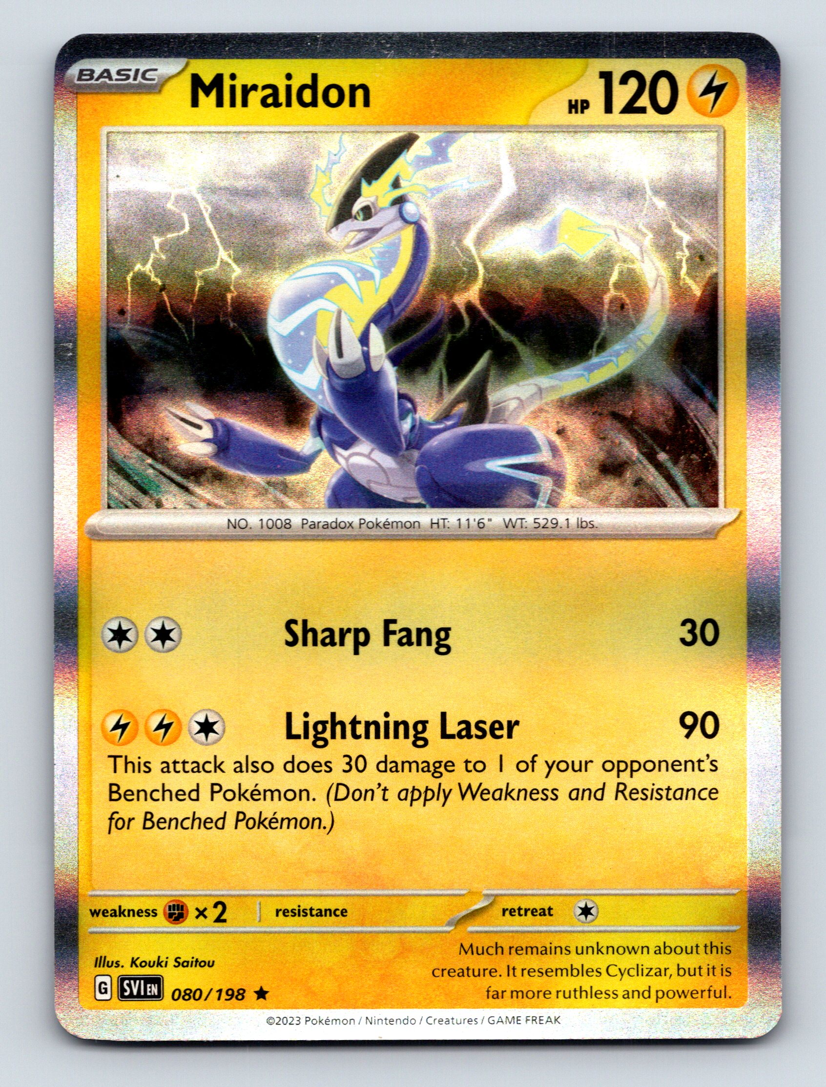 Pokémon dynamique jaune rare Miraidon HP 120 Croc pointu Foudre laser ...