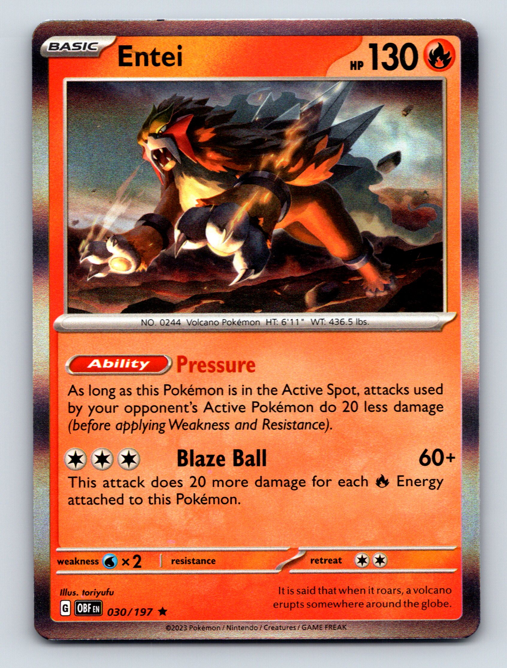 Basic Entei HP 130 Blaze Ball Attack Rarity Fiery Pokémon Card | eBay
