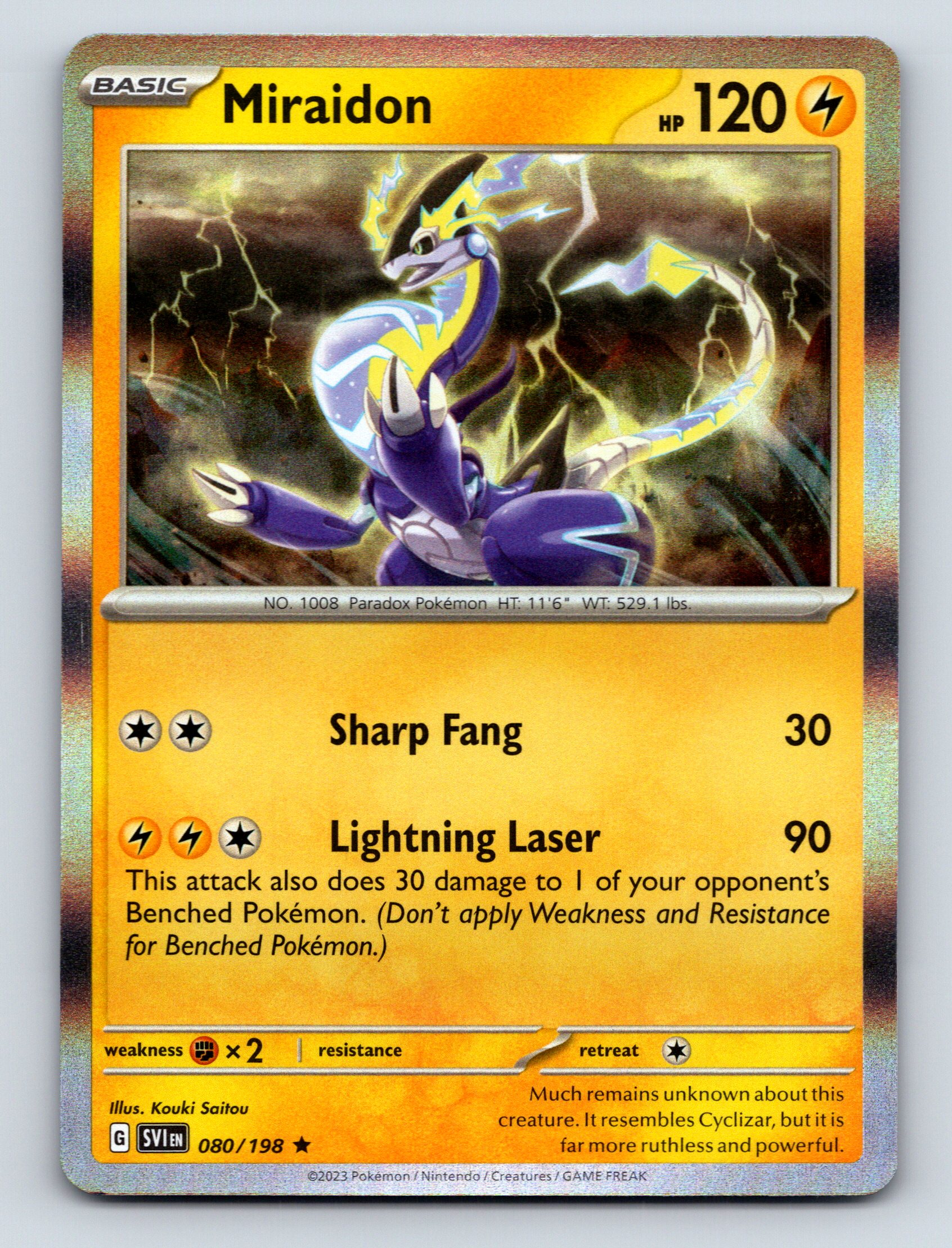 Basic Miraidon HP 120 Lightning Laser Attack Rarity Yellow Electric ...