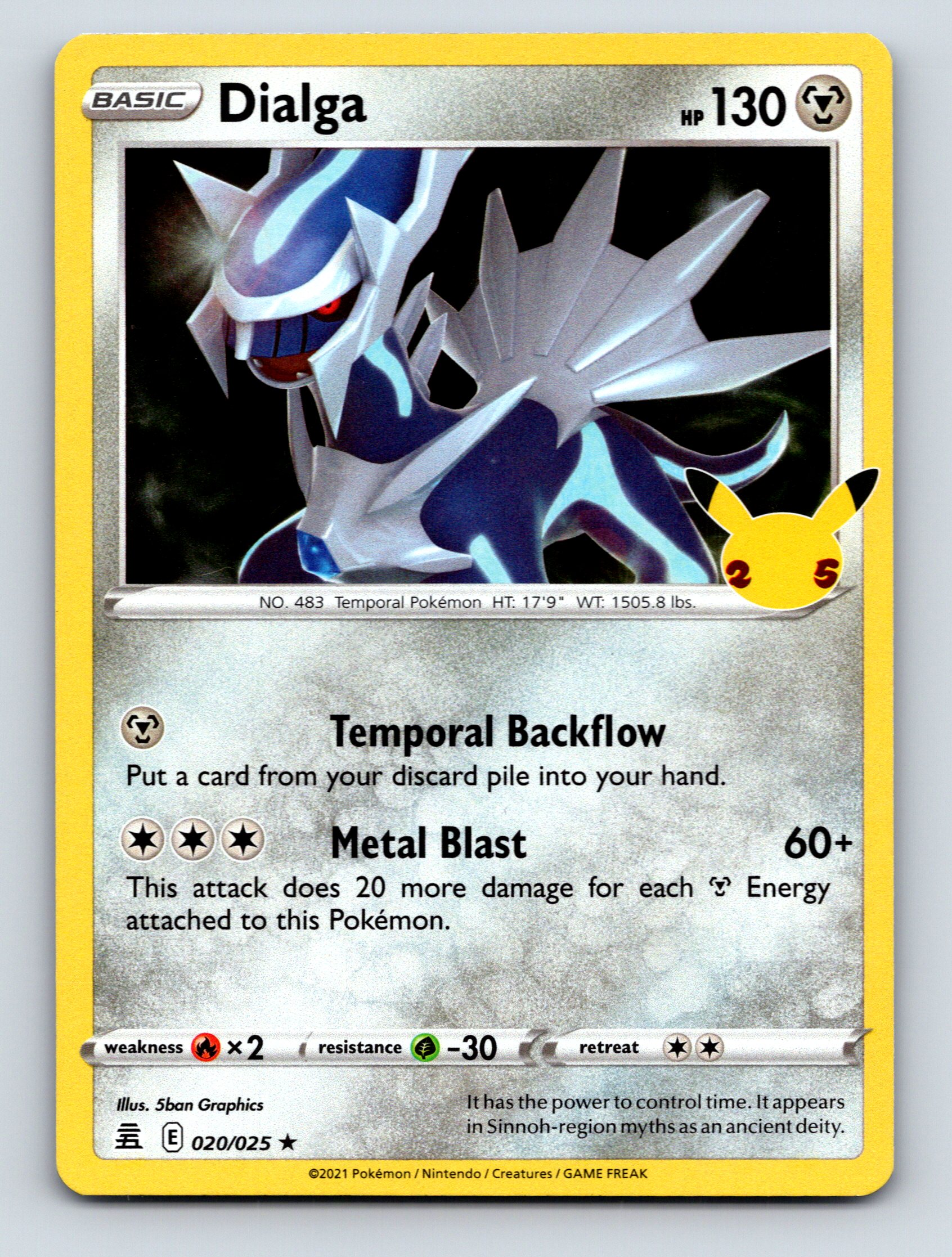Basic Dialga HP 130 Temporal Backflow Metal Blast Rarity Steel Pokémon ...