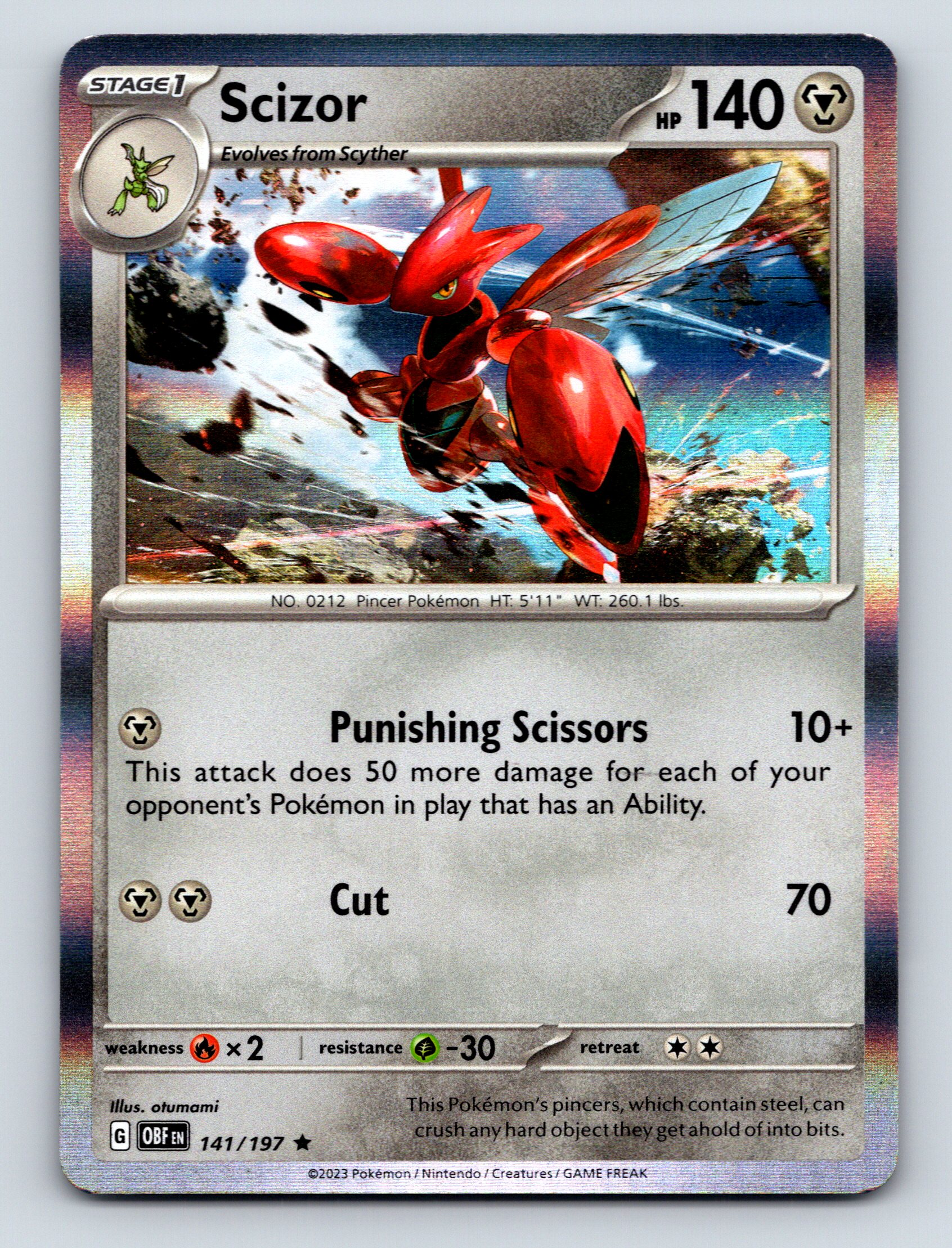 Stage 1 Scizor HP 140 Punishing Scissors Attack Pokémon Red Dynamism | eBay