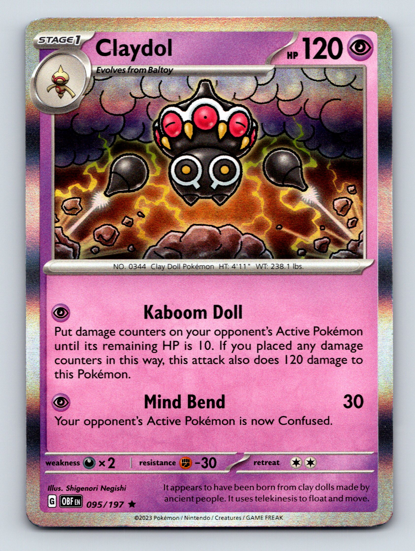 Stage 1 Claydol HP 120 Kaboom Doll Attack Psychic Purple Pokémon | eBay