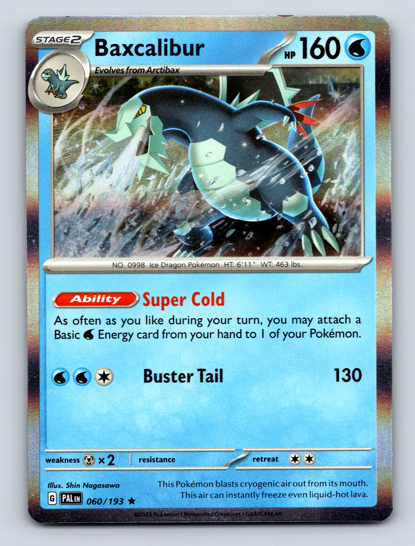Stage 2 Baxcalibur HP 160 Super Cold Ability Buster Tail Blue Pokémon ...