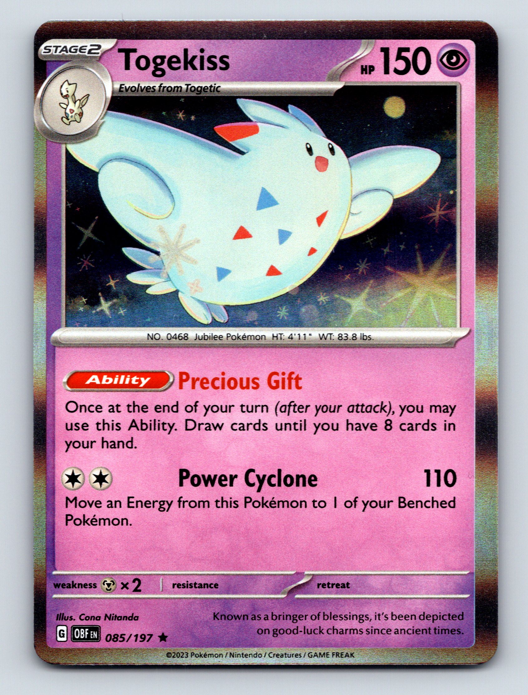 Stage 2 Togekiss HP 150 Precious Gift Ability Power Cyclone Pink ...