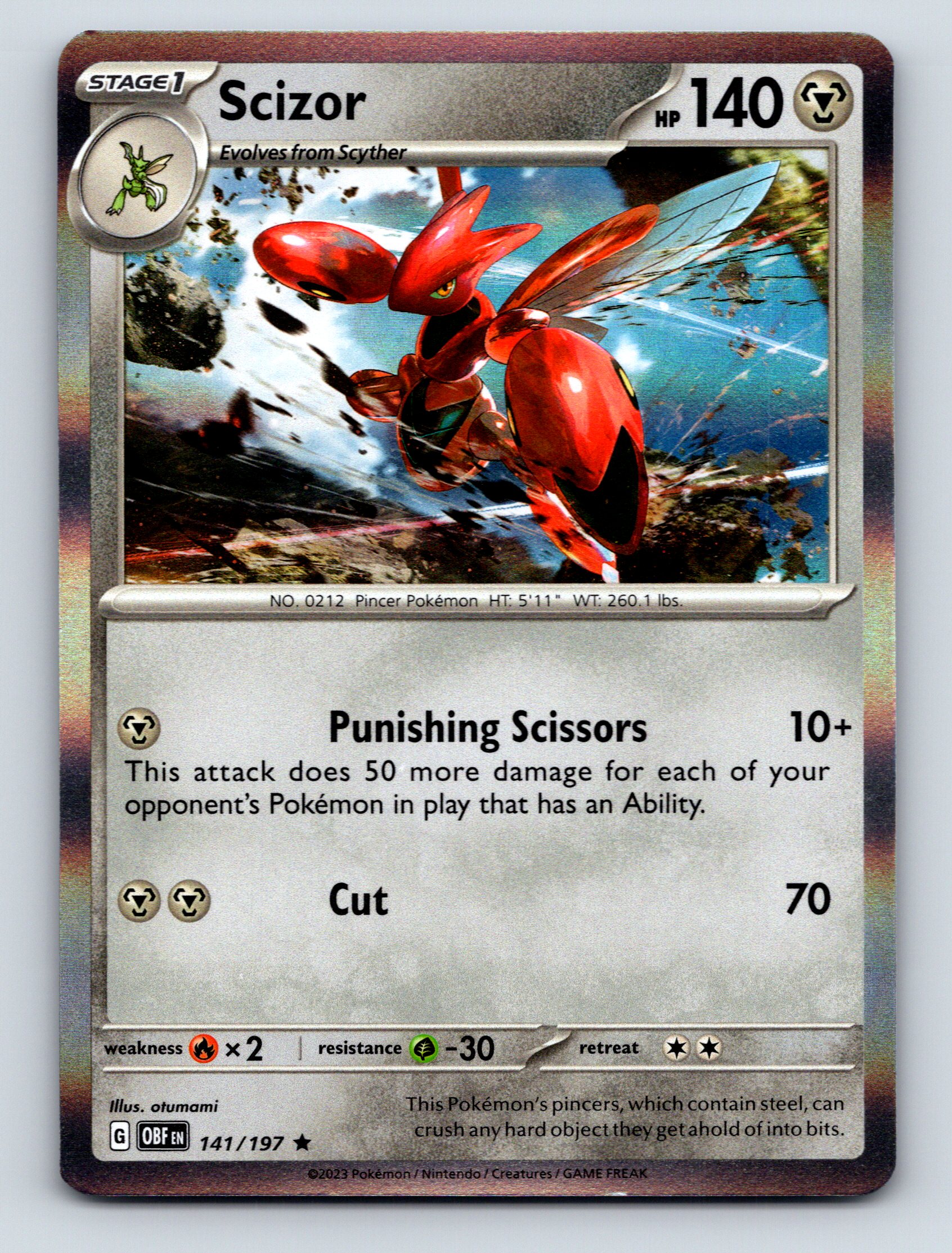 Stage 1 Scizor HP 140 Punishing Scissors Cut Rarity Silver Pokémon | eBay