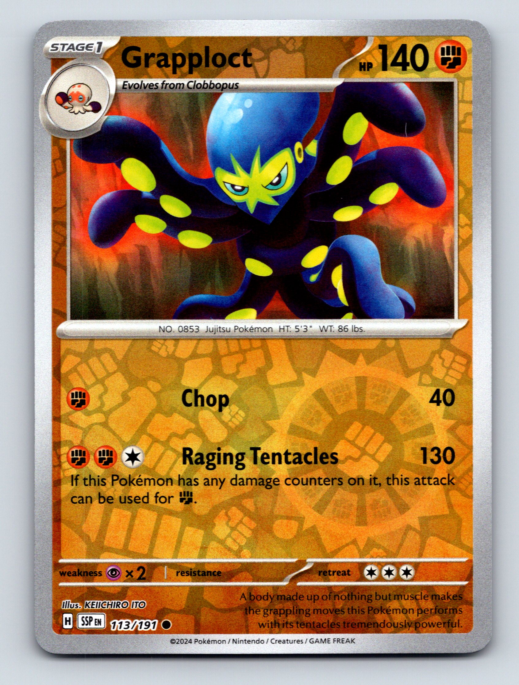 Stage 1 Grapploct HP 140 Raging Tentacles Attack Rarity Red Colorful ...
