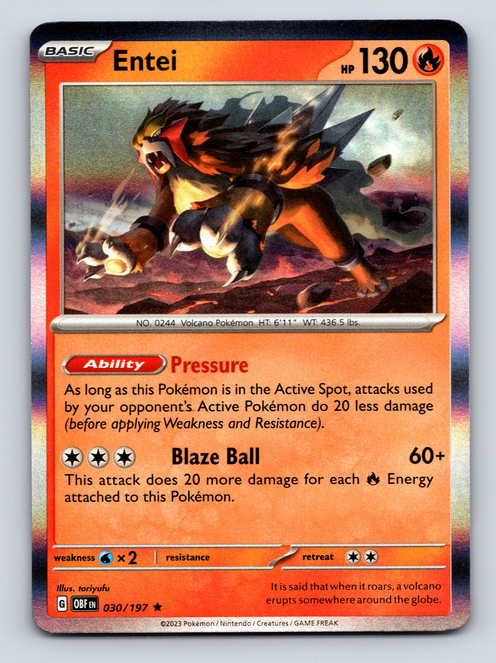 Basic Entei HP 130 Pressure Blaze Ball Rarity Red Fiery Pokémon | eBay