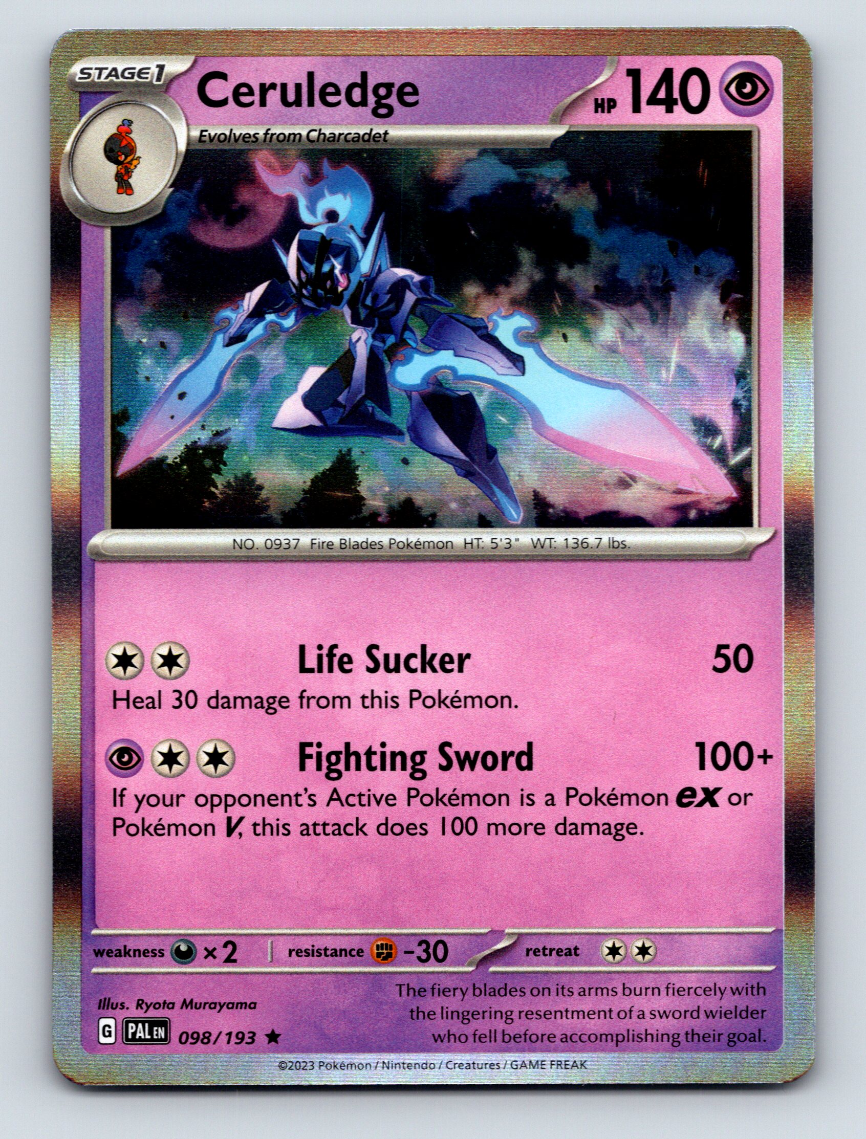 Stage 1 Ceruledge HP 140 Life Sucker Attack Rarity Purple Pokémon | eBay