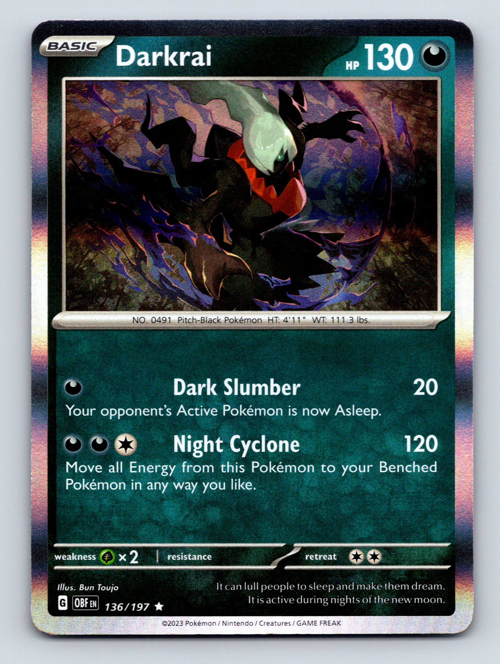 Basic Darkrai HP 130 Dark Slumber Attack Rarity Dark Black Pokémon | eBay