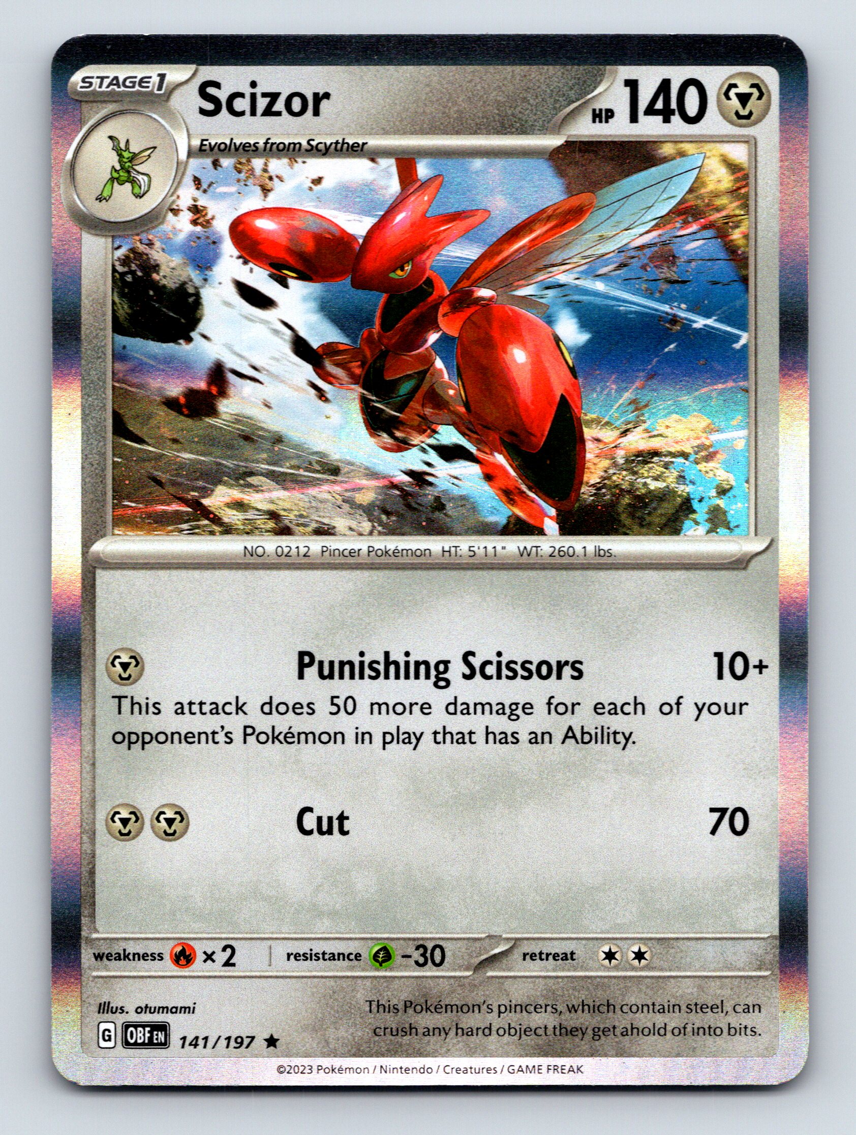 Stage 1 Scizor HP 140 Punishing Scissors Attack Rarity Red Vivid ...