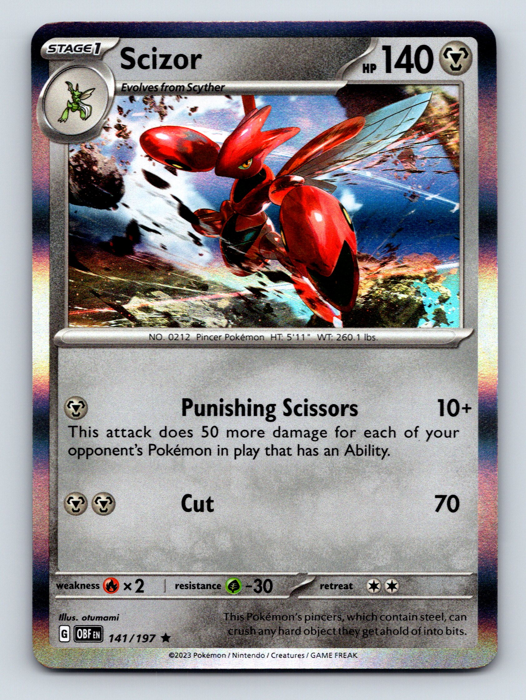 Stage 1 Scizor HP 140 Punishing Scissors Power Rare Gray Pokémon | eBay