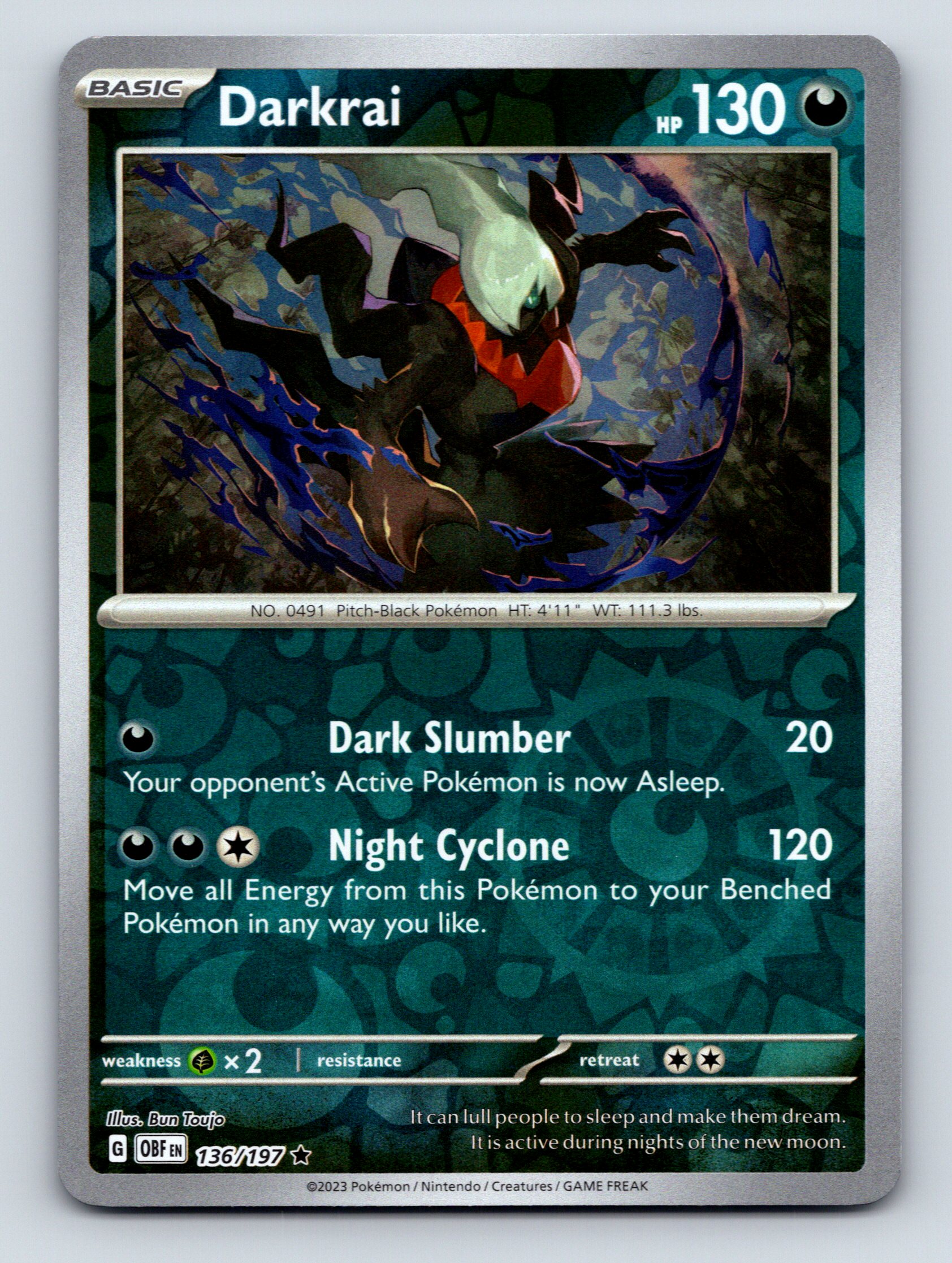 Basic Darkrai HP 130 Dark Slumber Night Cyclone Rarity Black Pokémon | eBay