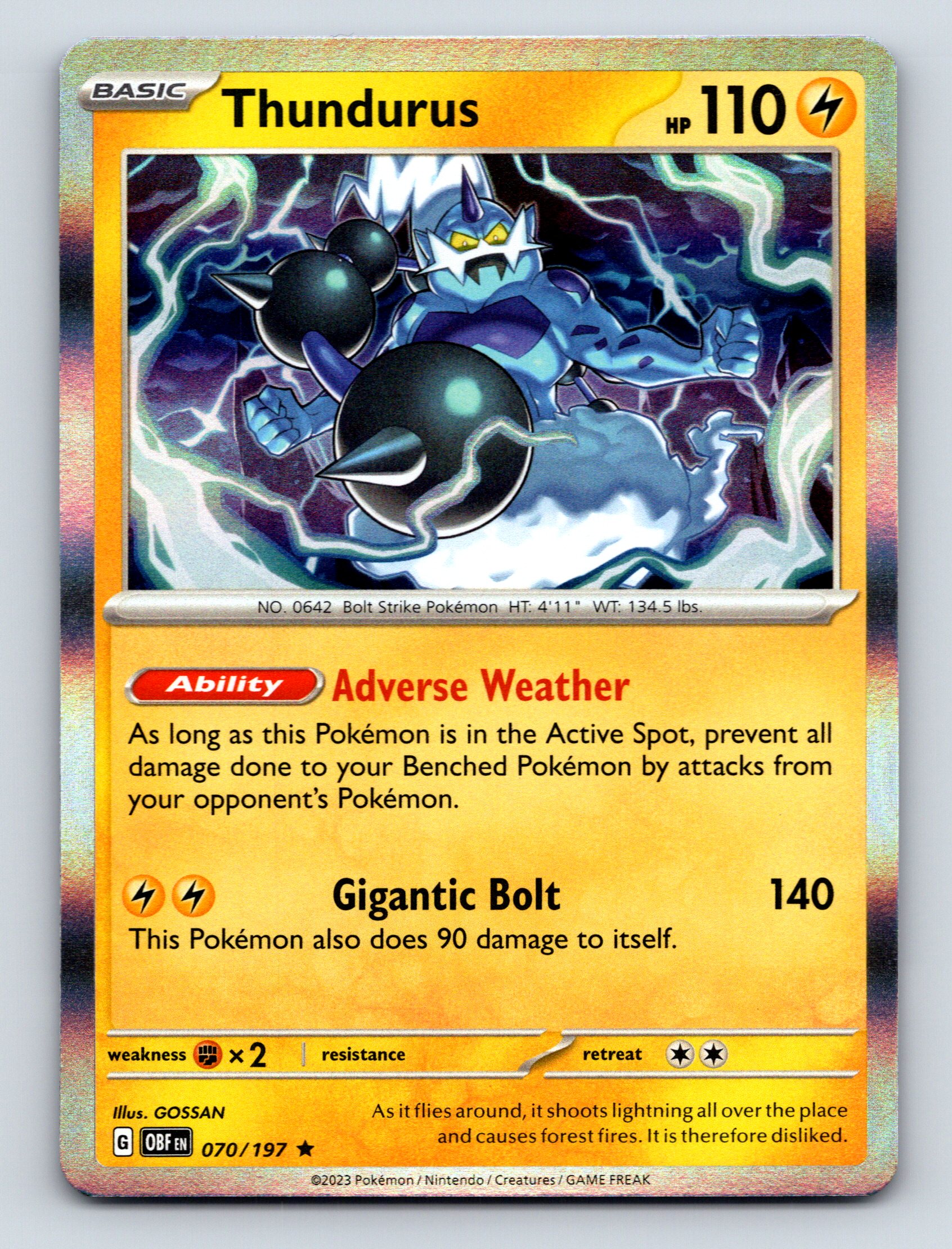 Basic Thundurus HP 110 Gigantic Bolt Lightning Rarity Thunderous ...