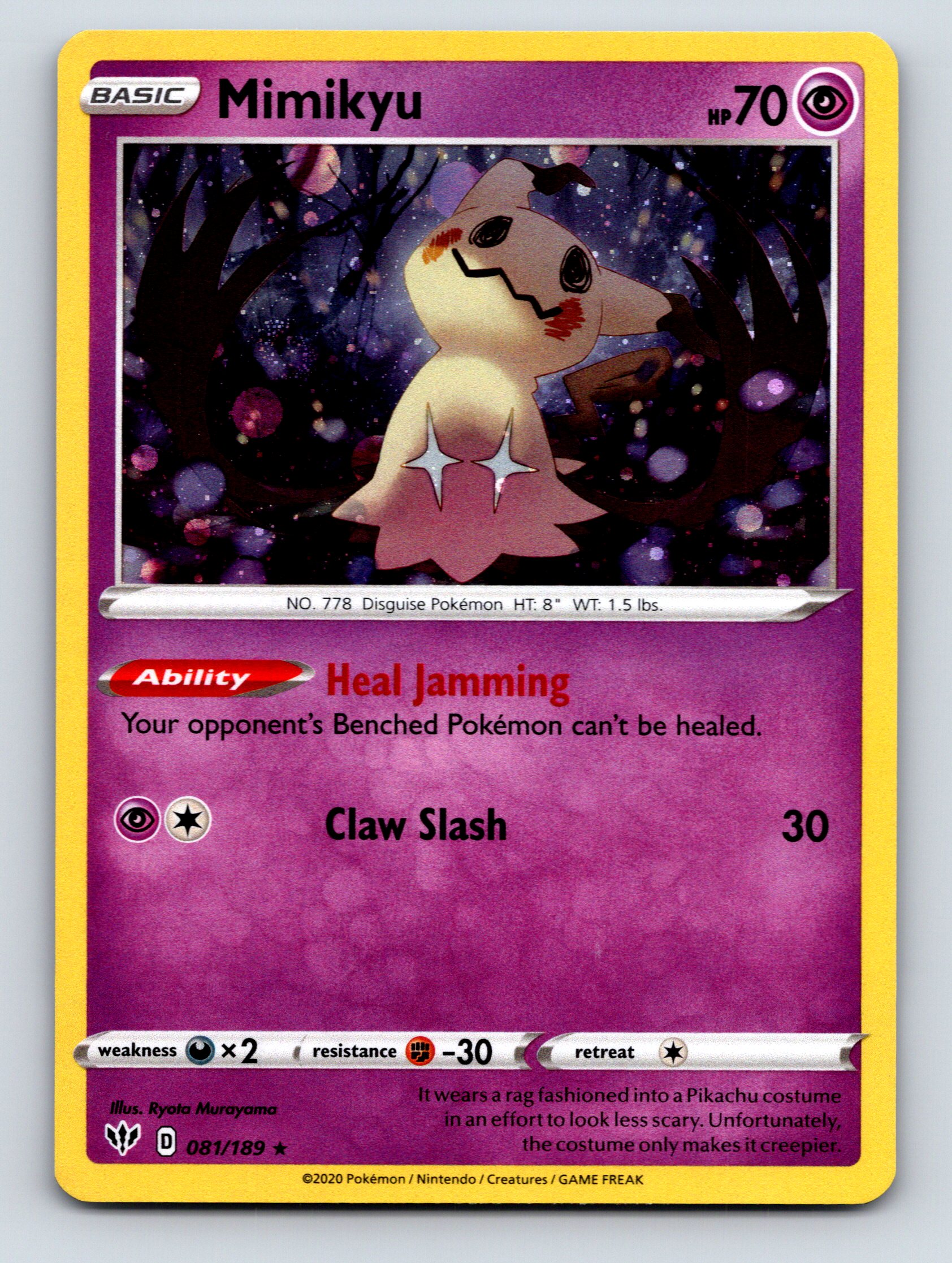 Basic Mimikyu HP 70 Claw Slash Attack Rarity Purple Colorful Pokémon | eBay