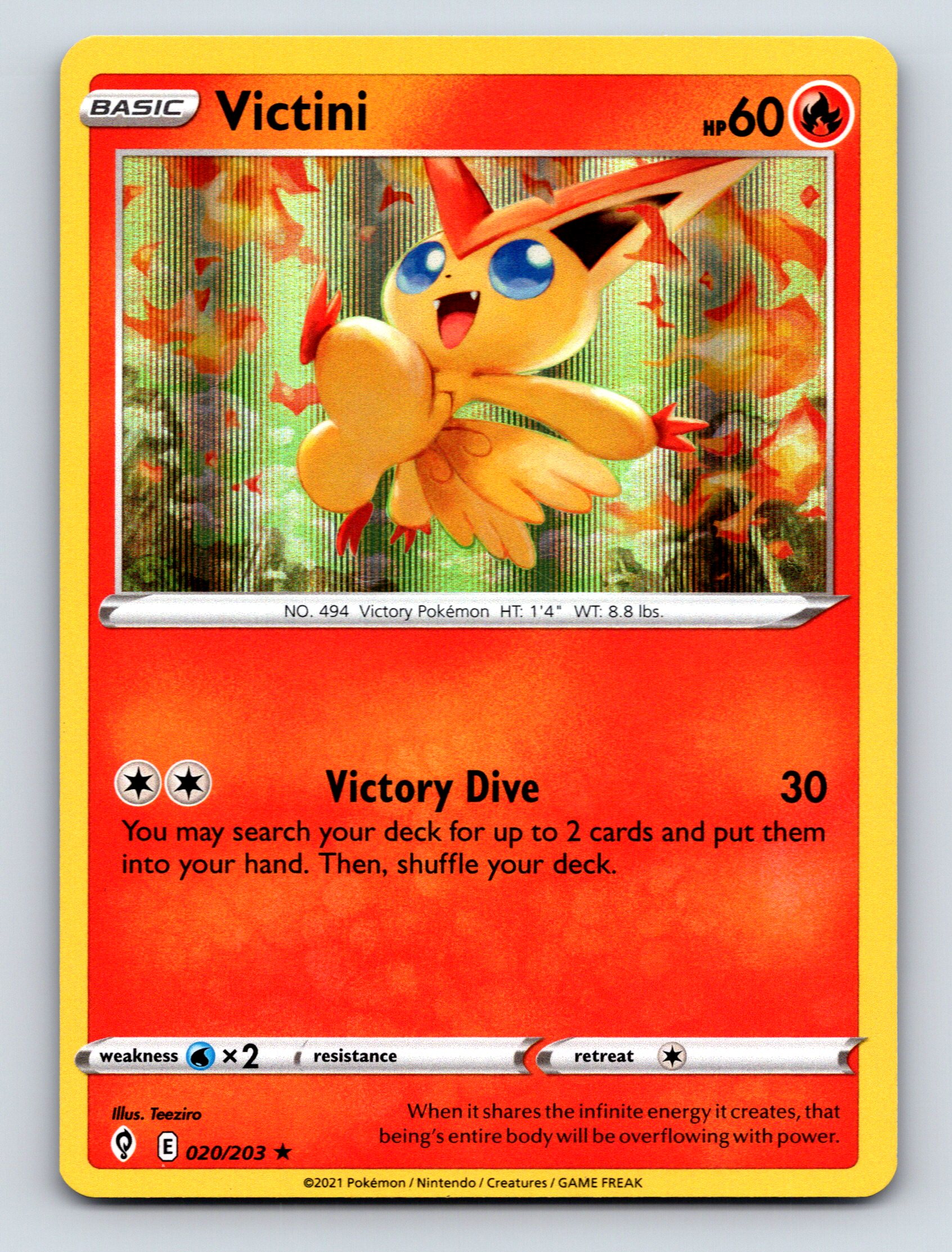Basic Victini HP 60 Victory Dive Attack Rarity Orange Vibrant Pokémon ...