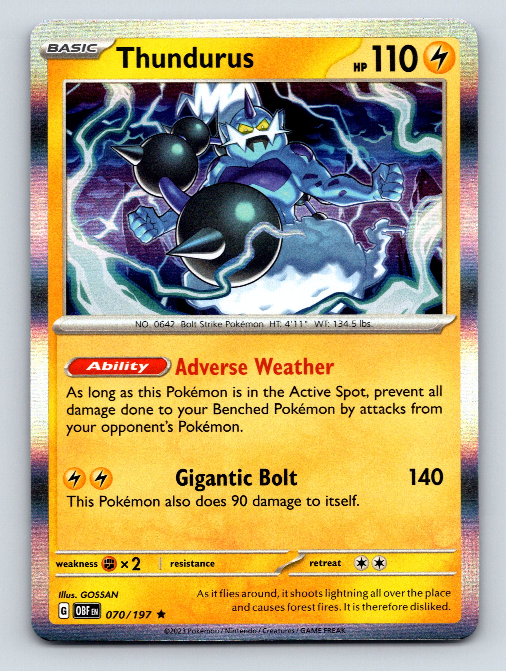 Basic Thundurus HP 110 Gigantic Bolt Attack Rare Yellow Pokémon Card | eBay