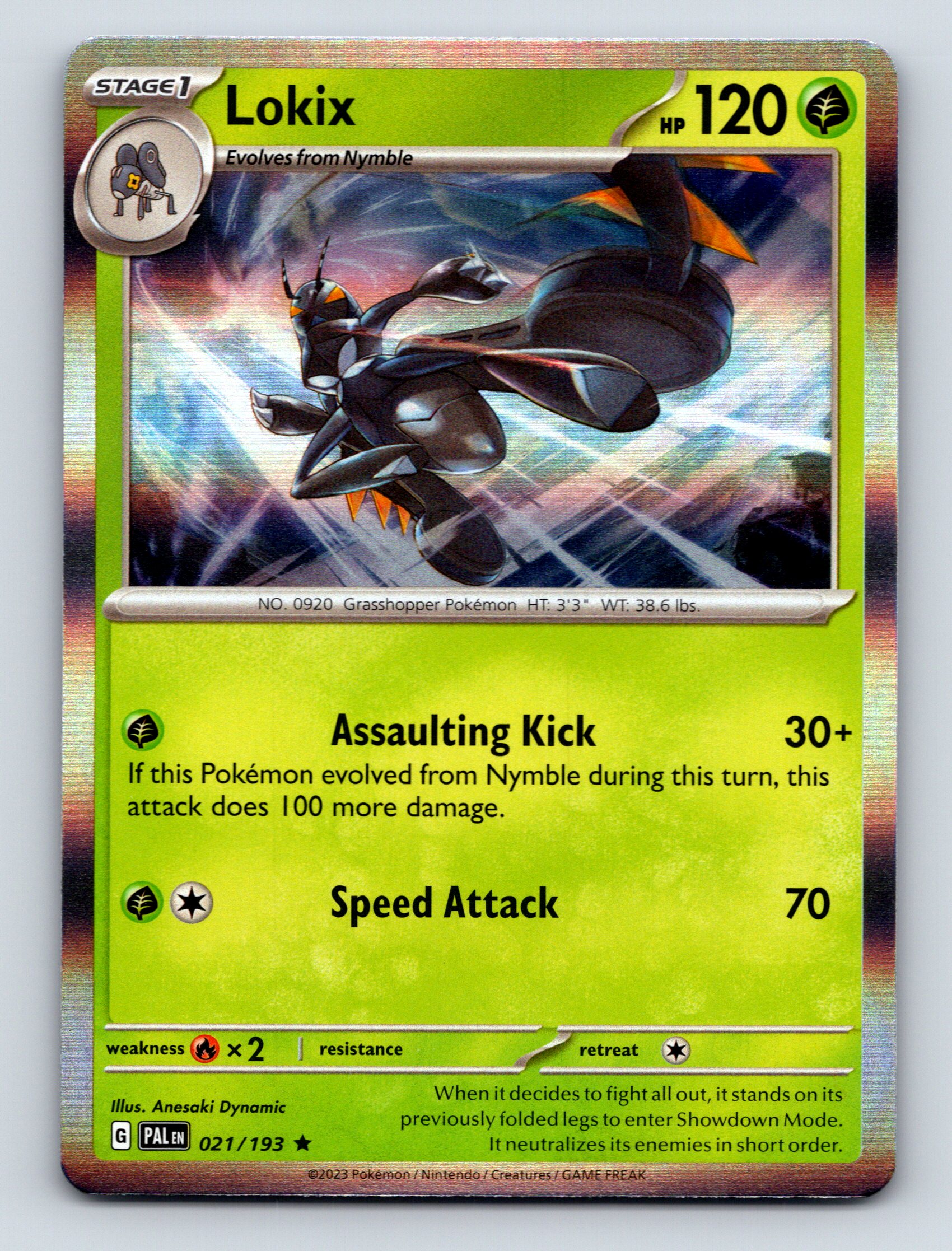 Stage 1 Lokix HP 120 Assaulting Kick Speed Attack Rarity Green Bold ...