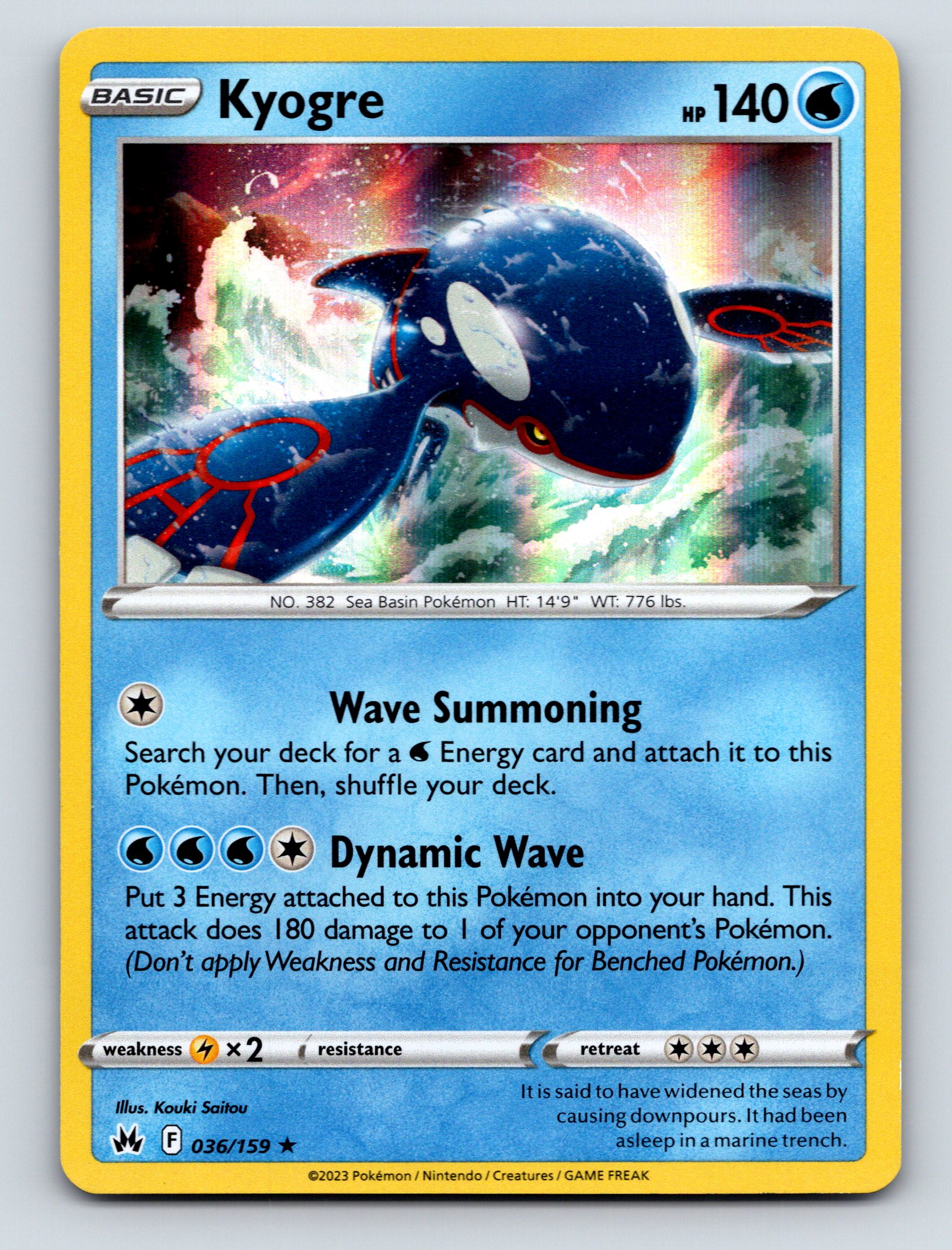 Basic Kyogre HP 140 Wave Summoning Attack Rarity Blue Mystical Pokémon ...