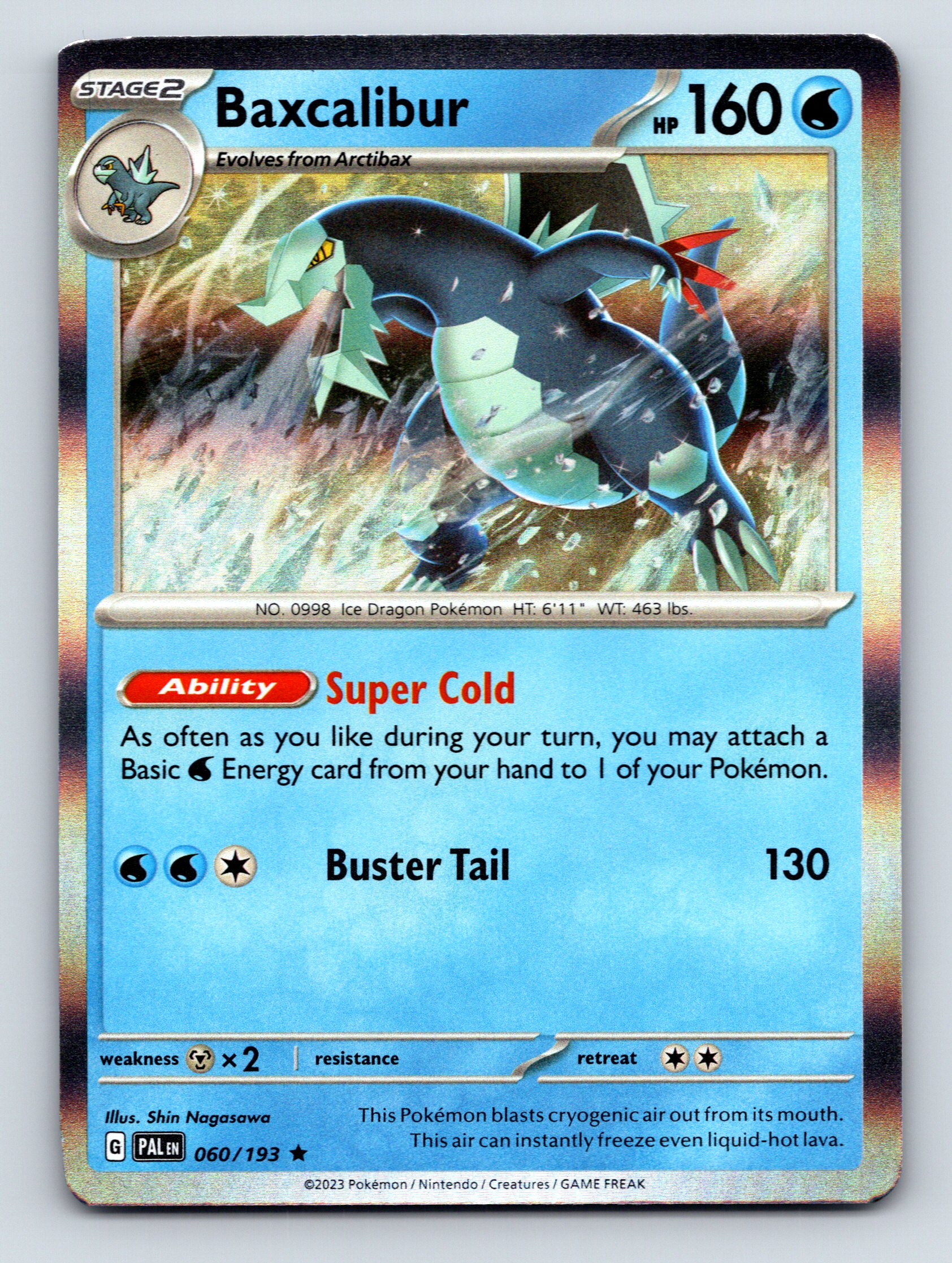 Stage 2 Baxcalibur HP 160 Super Cold Ability Buster Tail Blue Pokémon ...