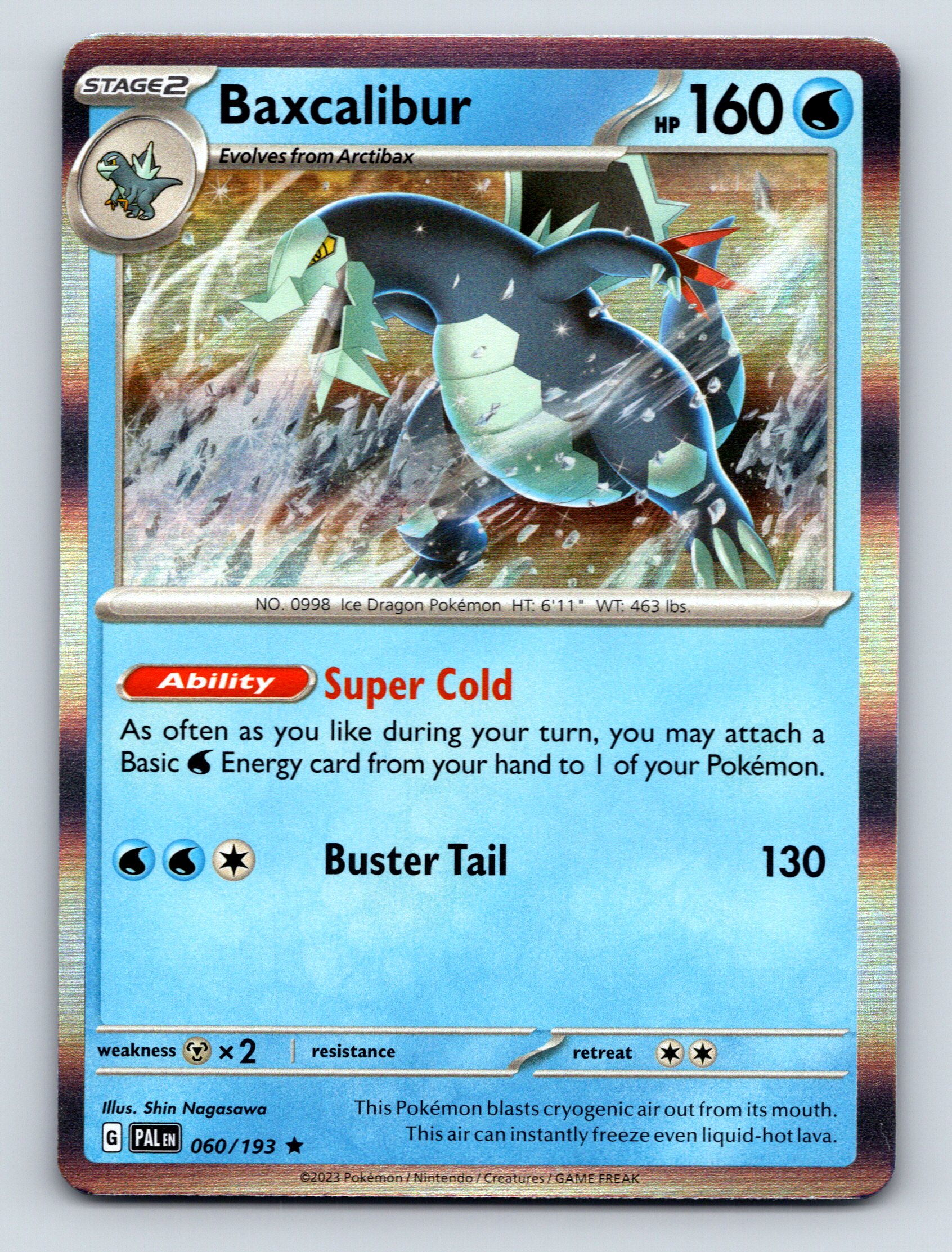 Stage 2 Baxcalibur HP 160 Super Cold Buster Tail Rarity Blue Pokémon | eBay
