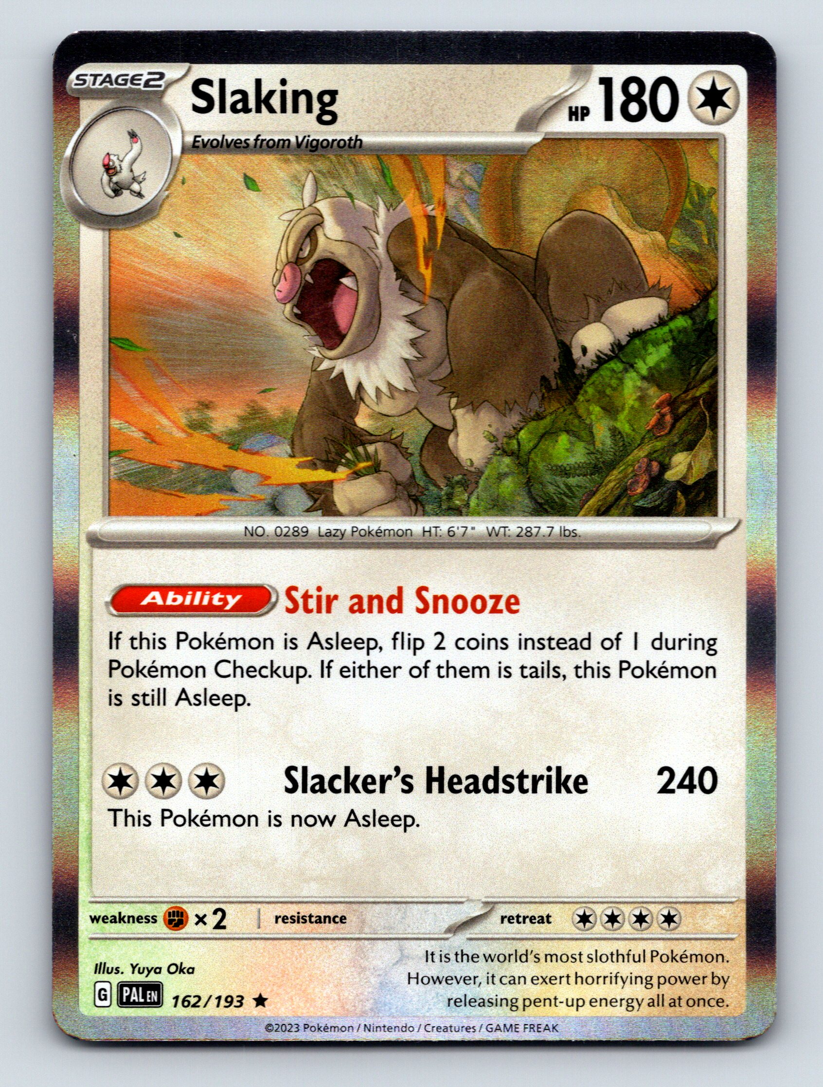 Stage 2 Slaking HP 180 Stir And Snooze Ability Colorful Pokémon Card | eBay